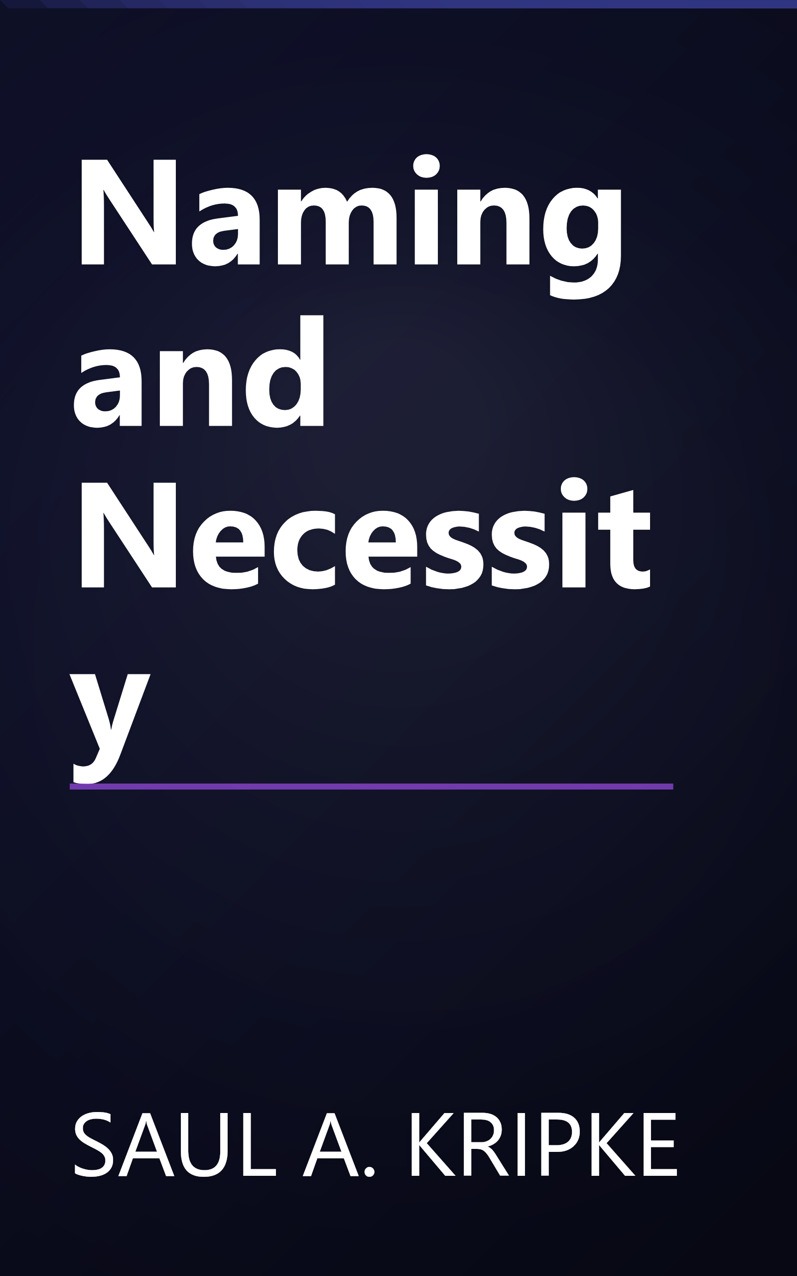 Naming and Necessity book cover