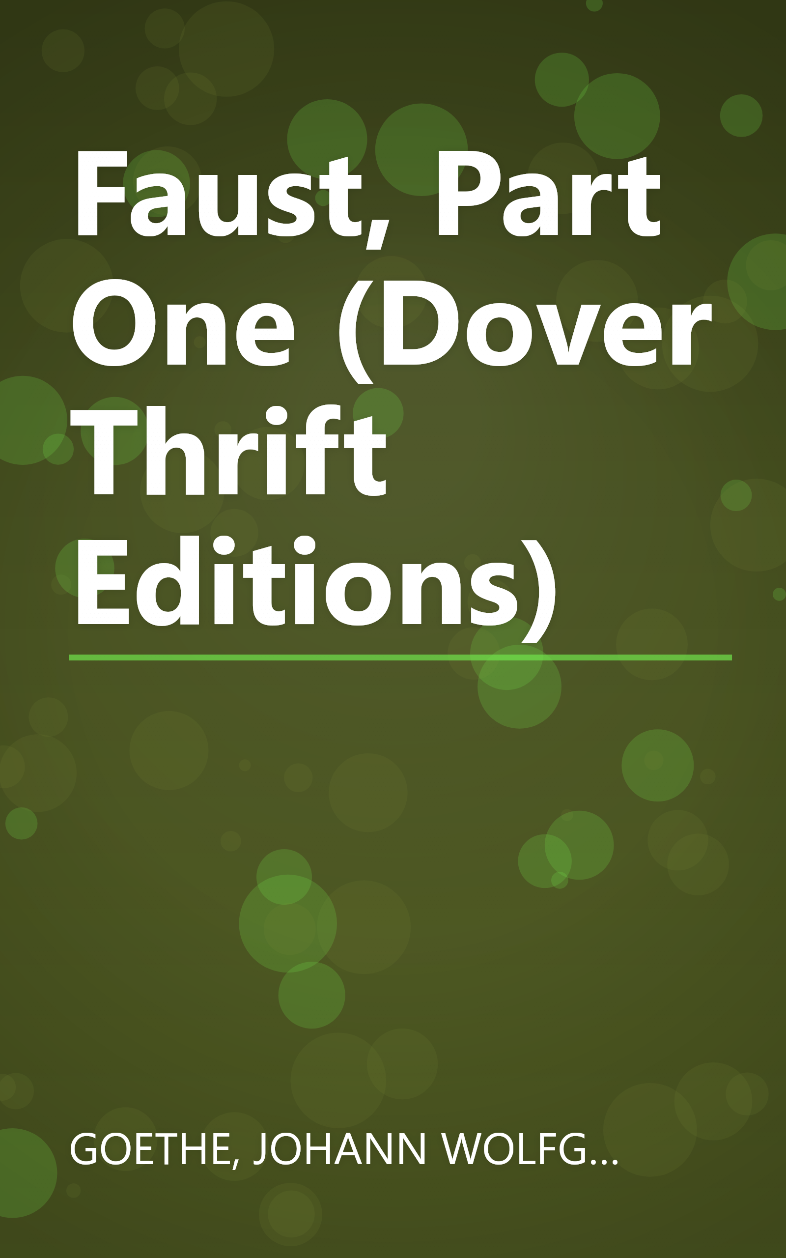 Faust, Part One (Dover Thrift Editions) book cover