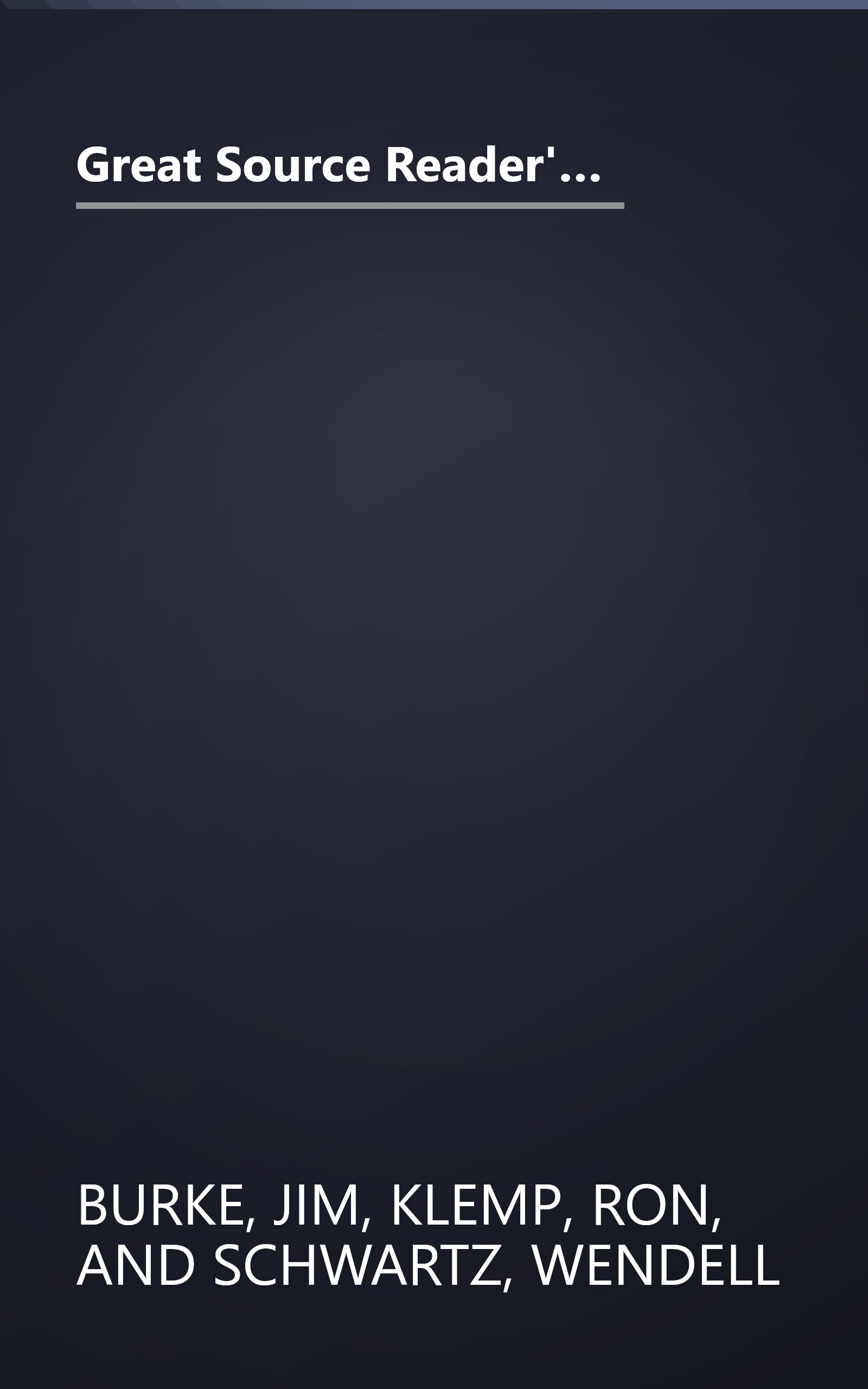 Great Source Reader's Handbook: A Student Guide for Reading and Learning (Great Source Reader's Handbooks) book cover