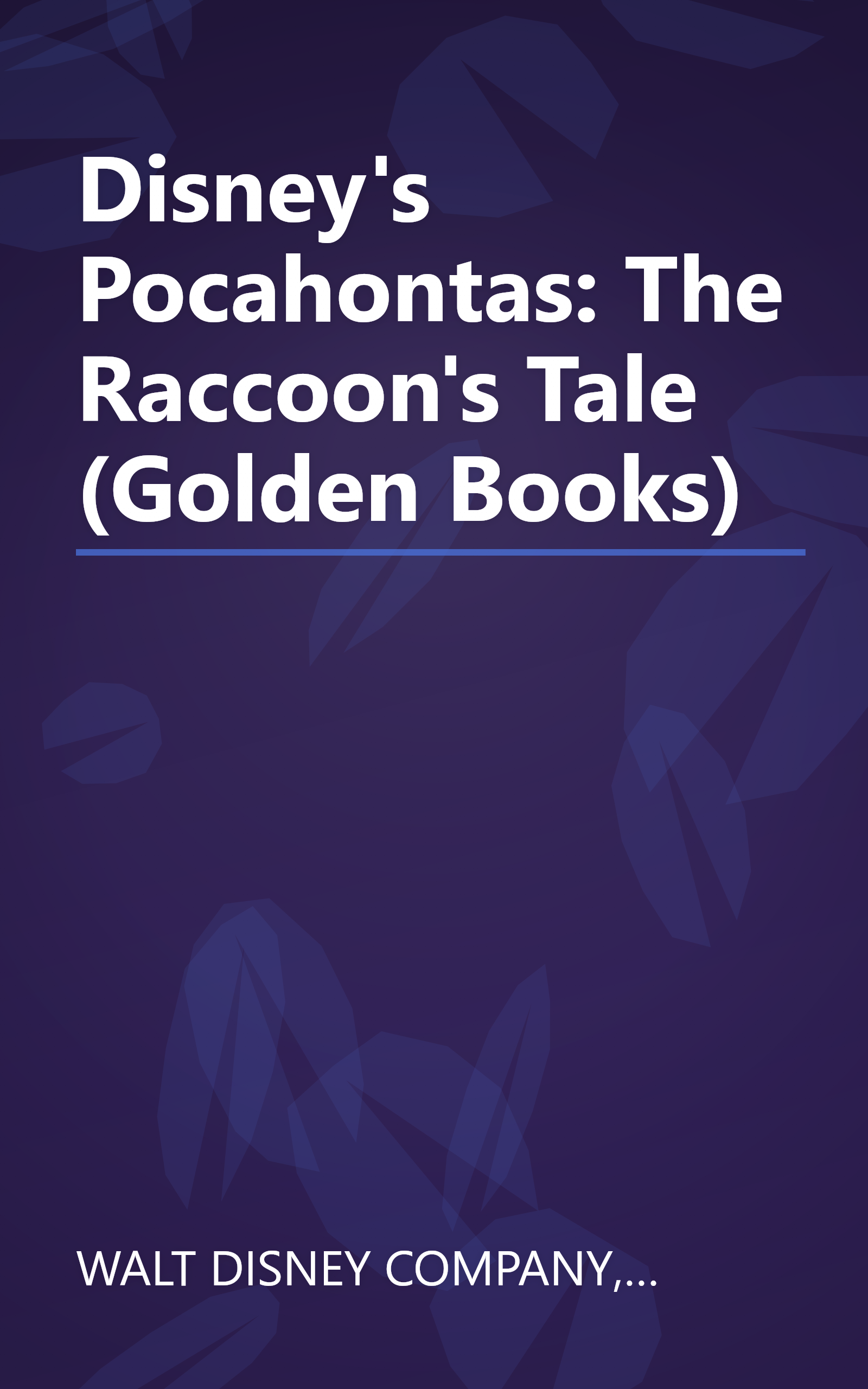 Disney's Pocahontas: The Raccoon's Tale (Golden Books) book cover