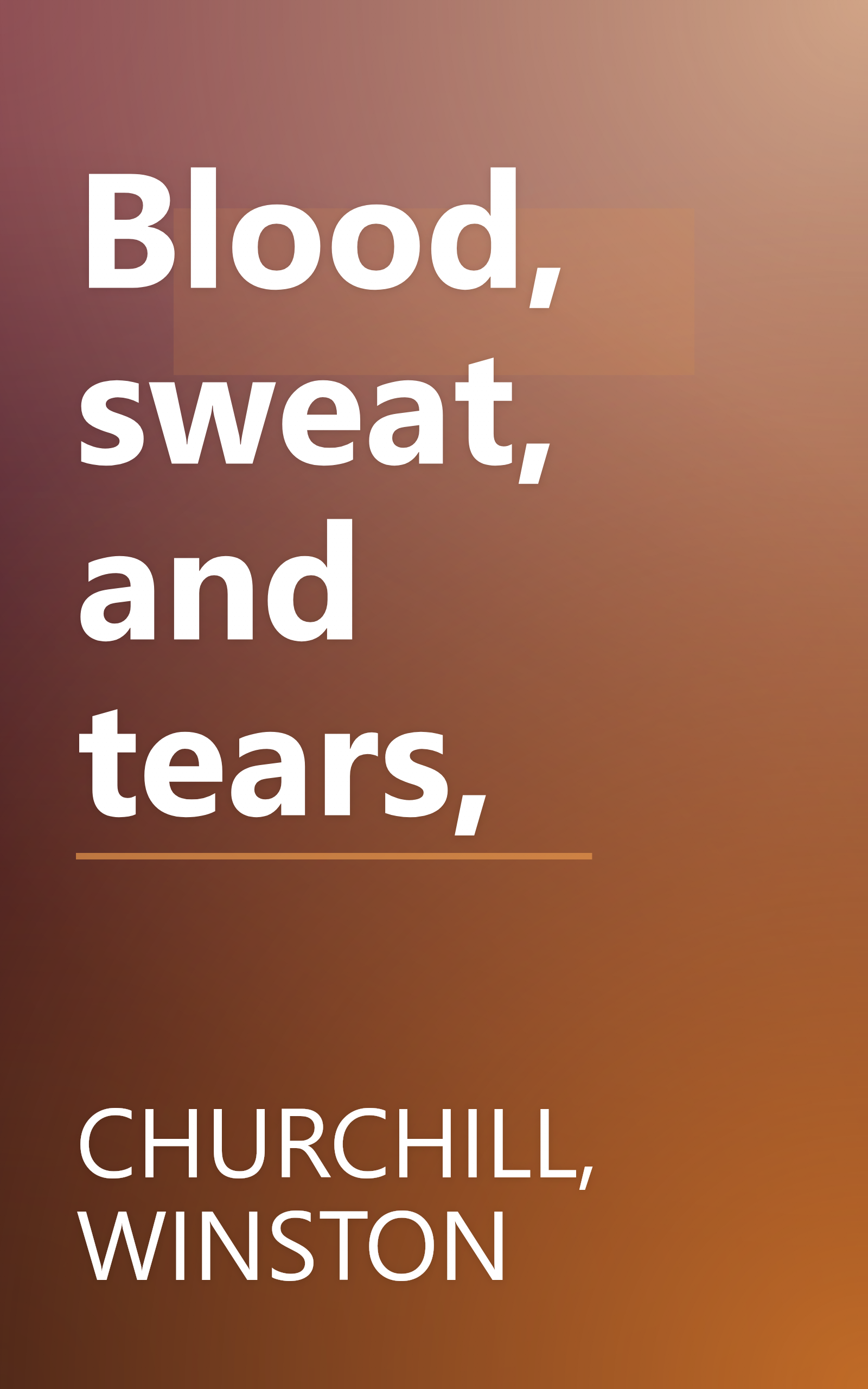 Blood, sweat, and tears, book cover
