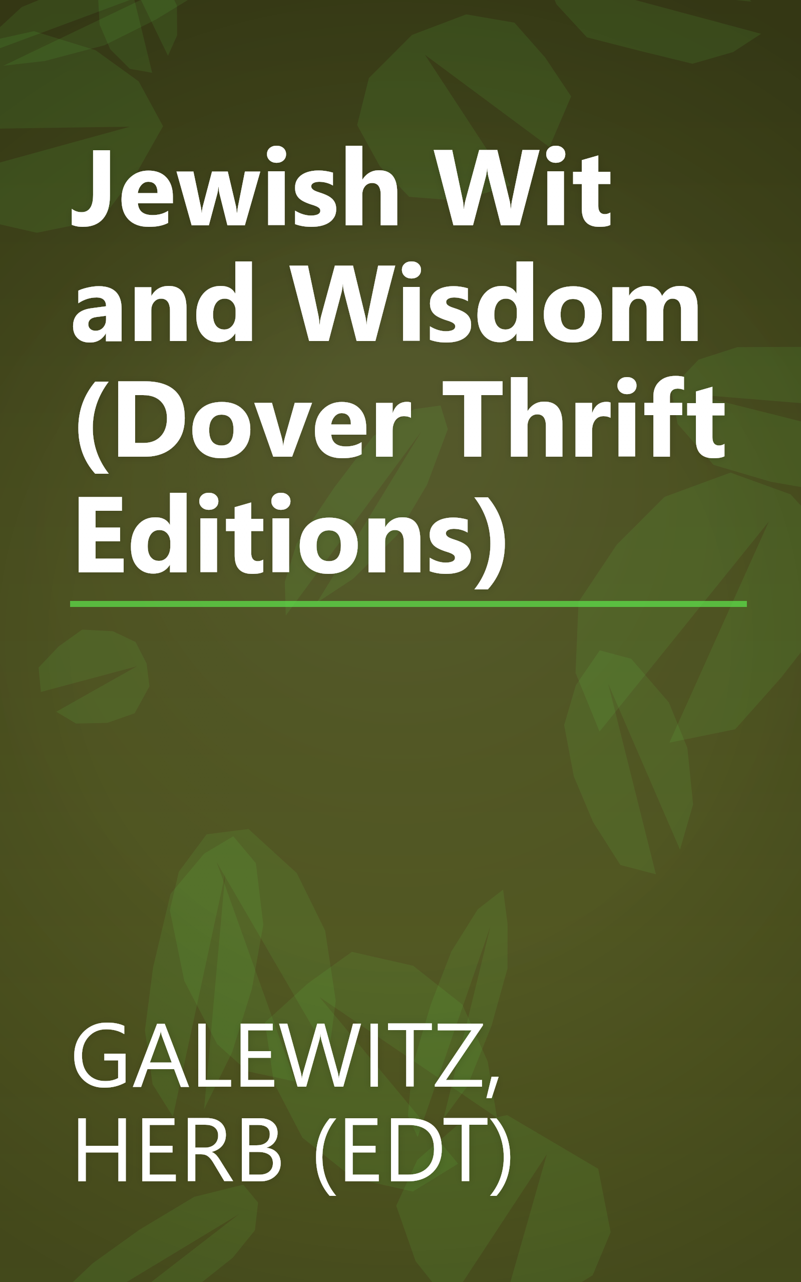 Jewish Wit and Wisdom (Dover Thrift Editions) book cover