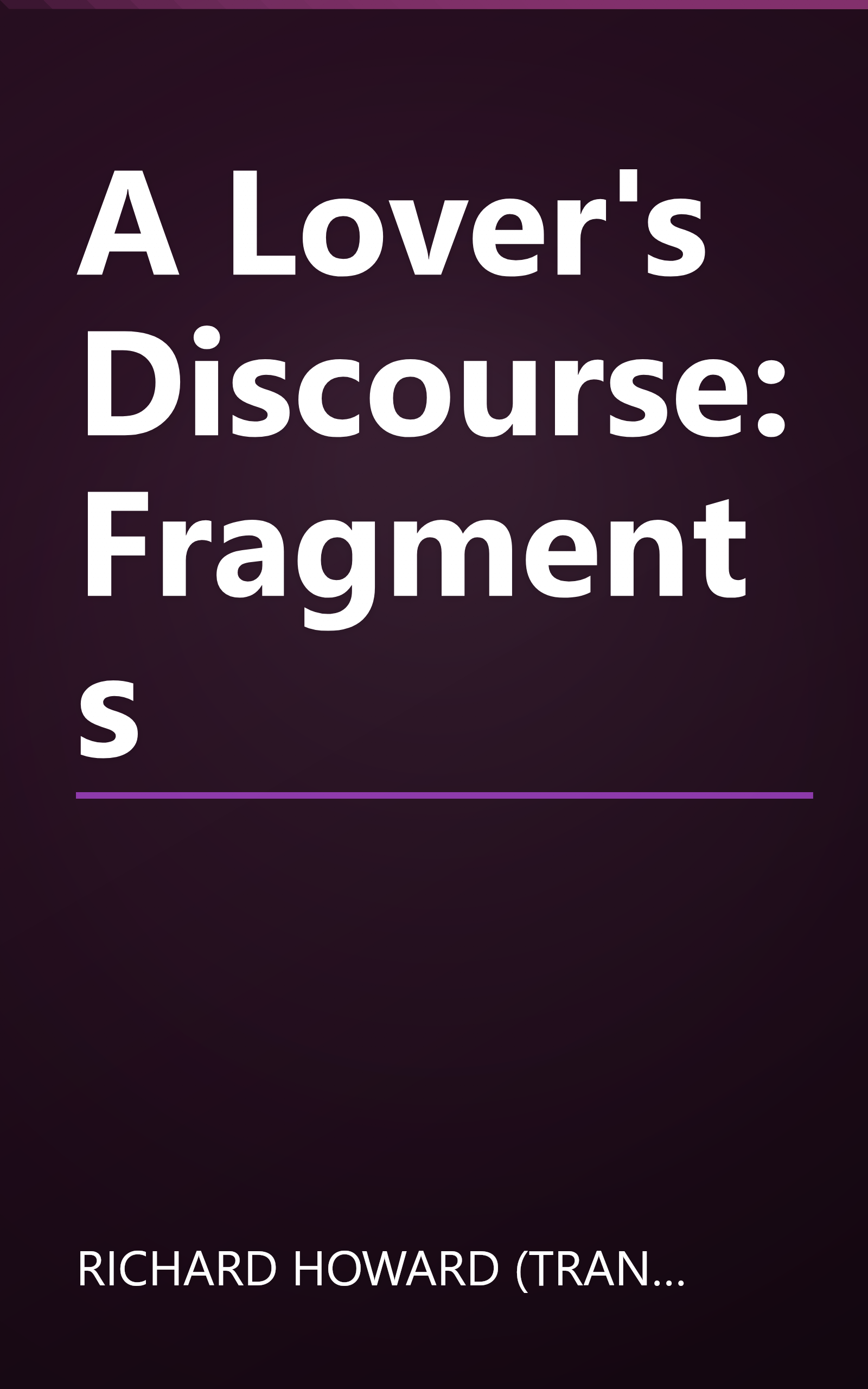 A Lover's Discourse: Fragments book cover