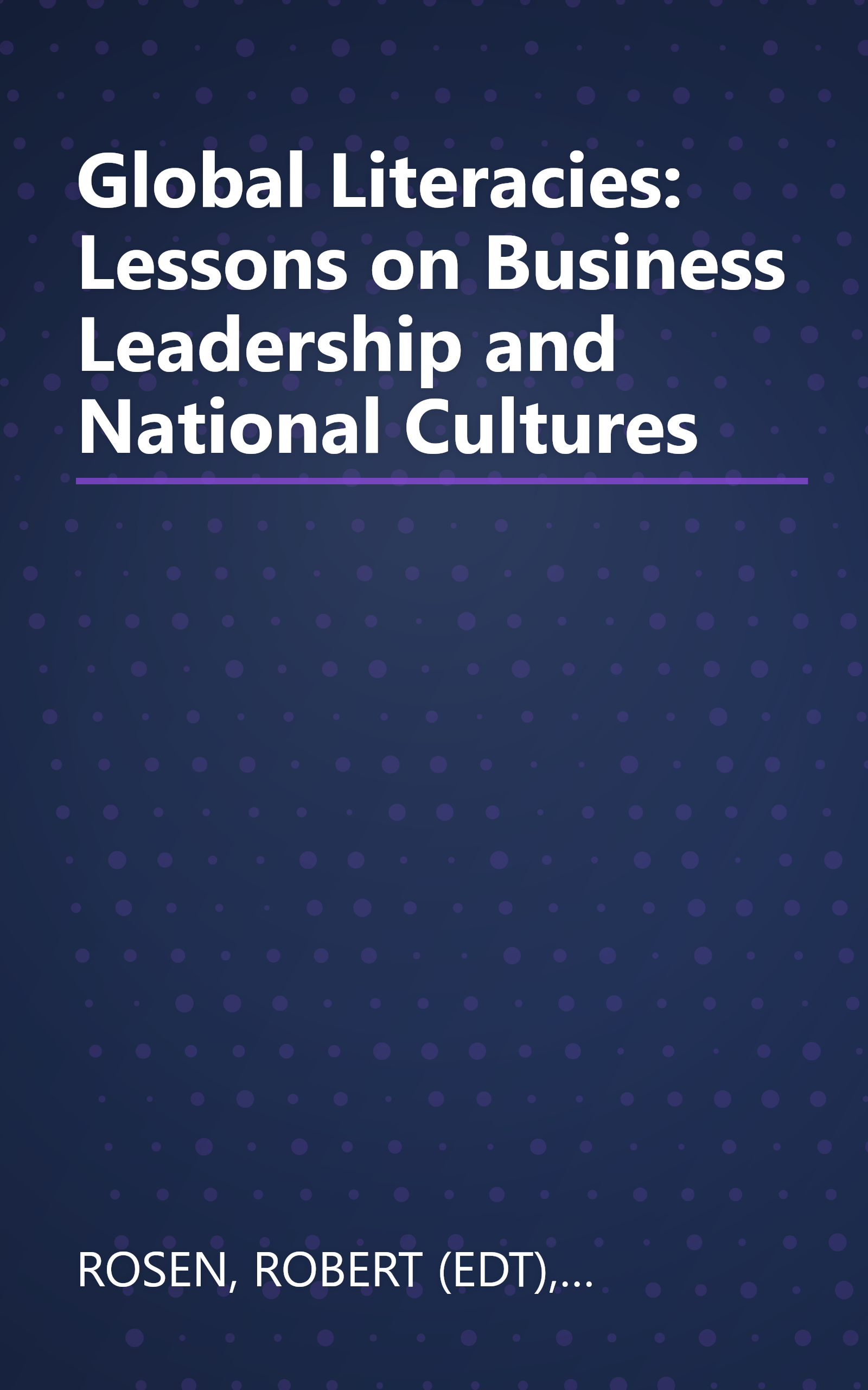 Global Literacies: Lessons on Business Leadership and National Cultures book cover