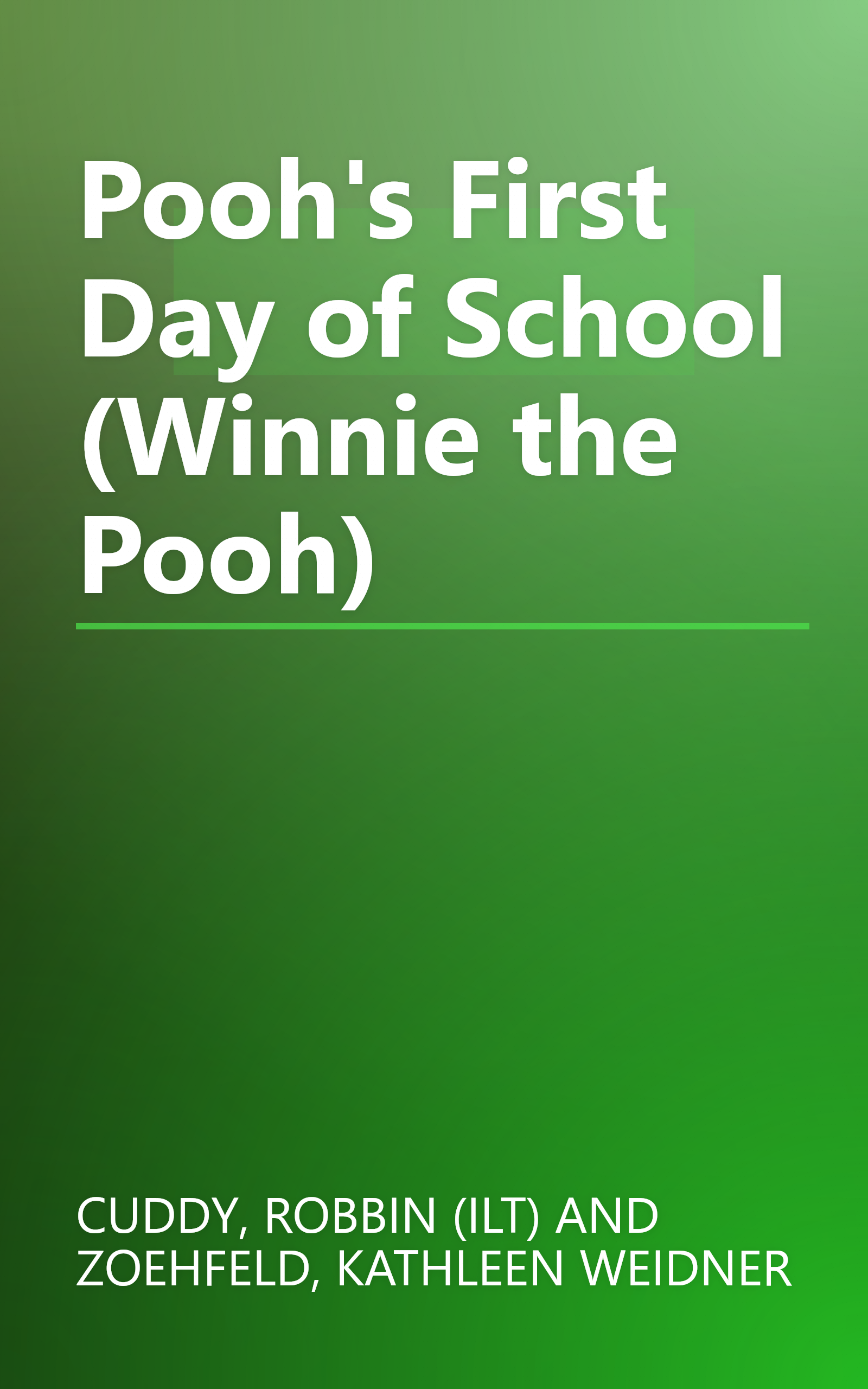 Pooh's First Day of School (Winnie the Pooh) book cover