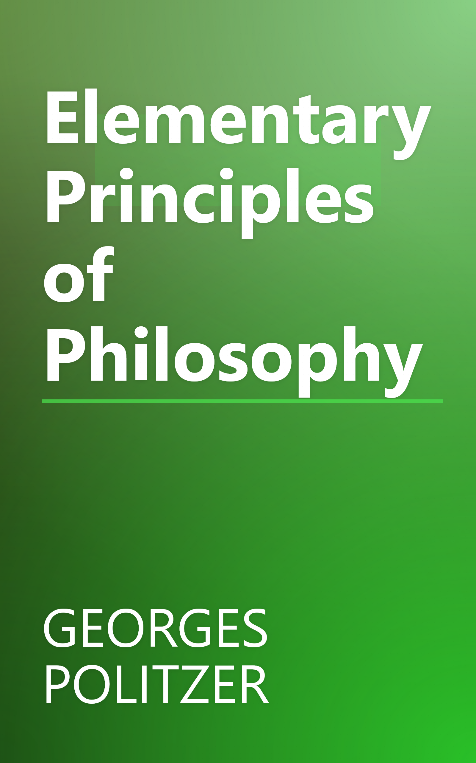 Elementary Principles of Philosophy book cover