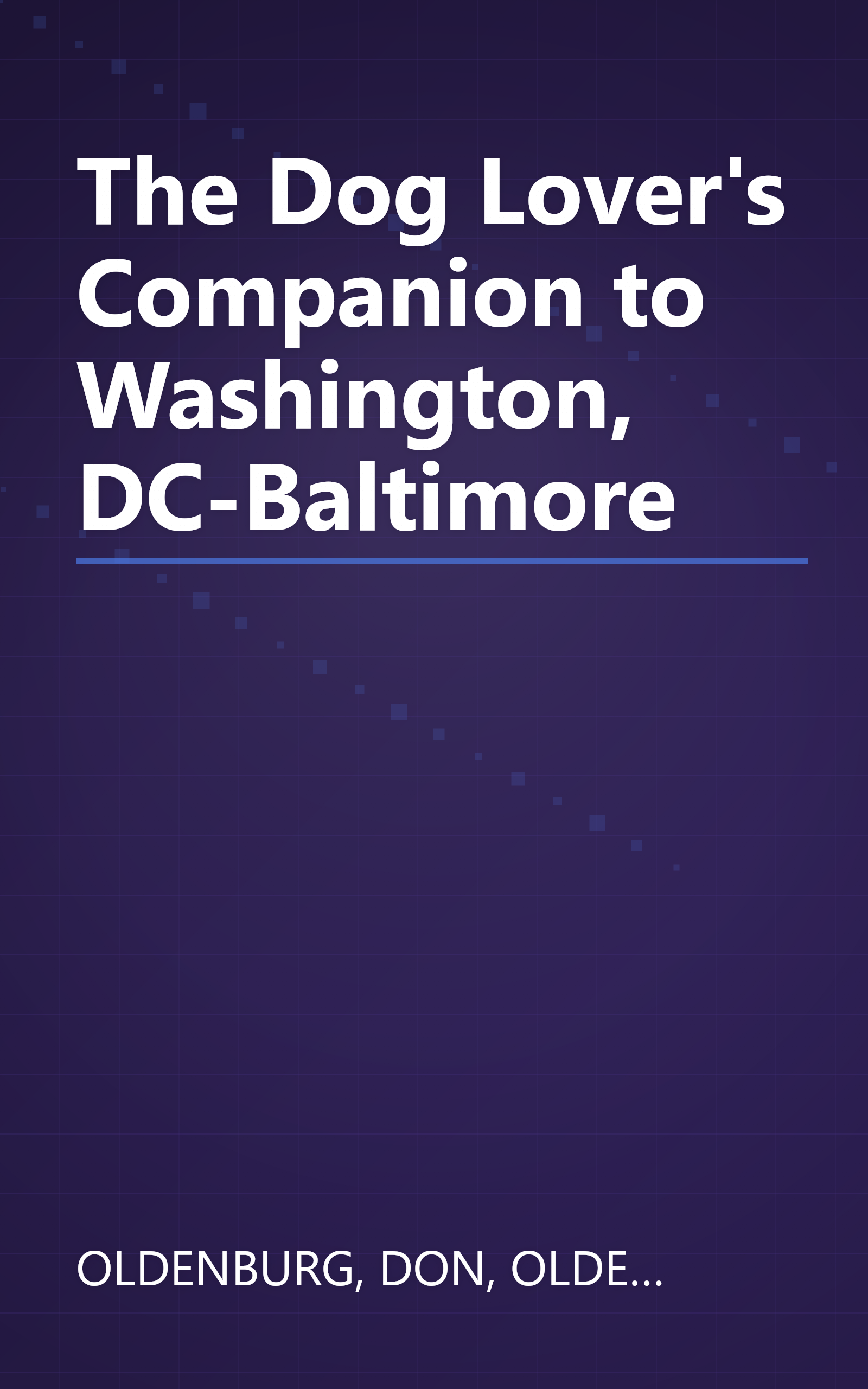 The Dog Lover's Companion to Washington, DC-Baltimore book cover