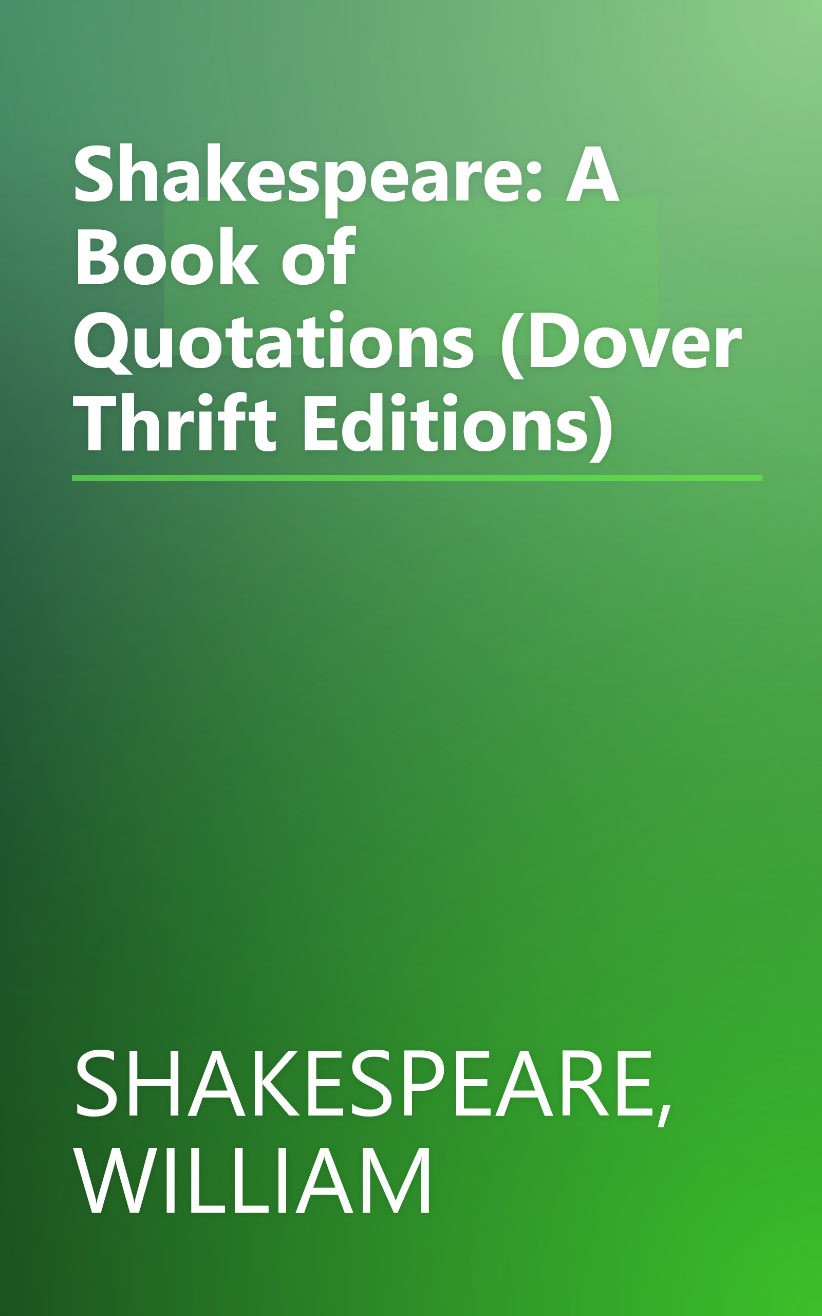 Shakespeare: A Book of Quotations (Dover Thrift Editions) book cover
