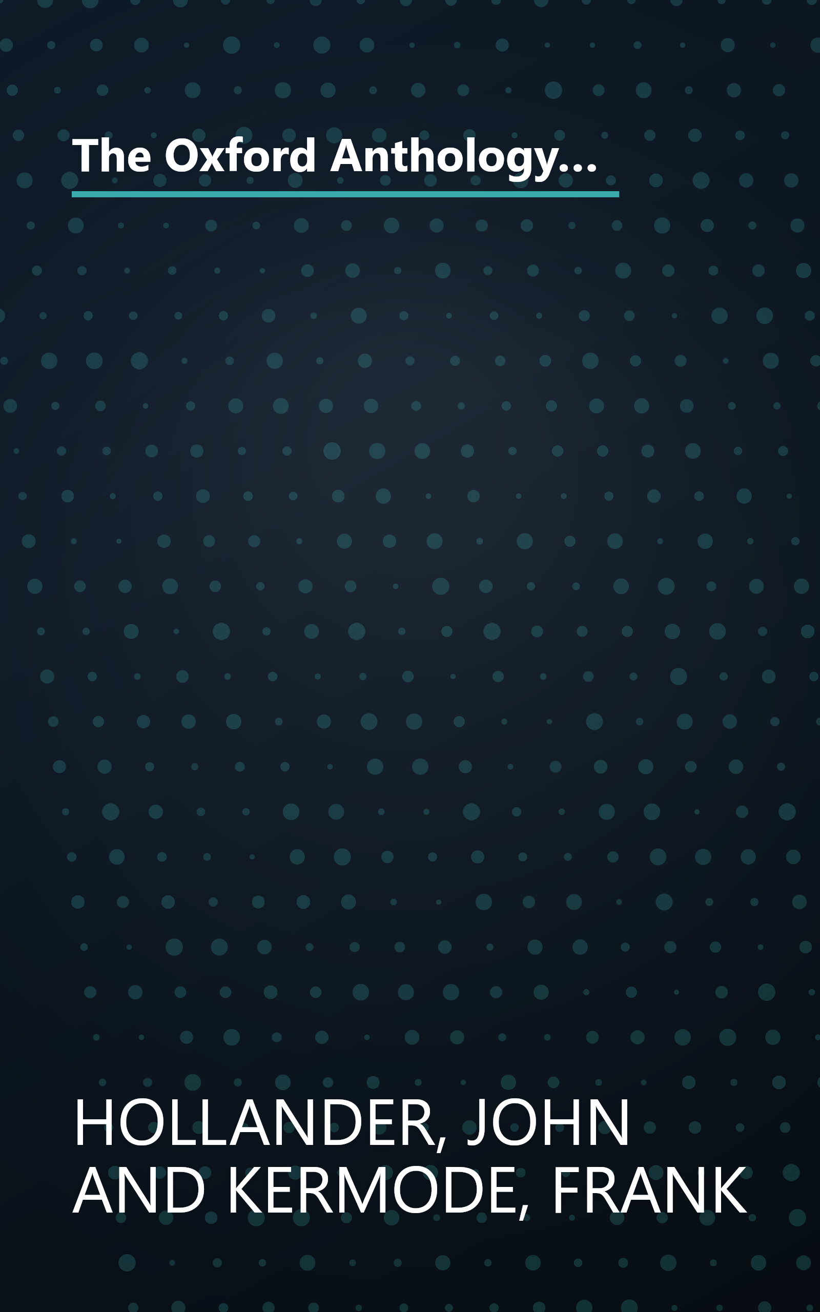 The Oxford Anthology of English Literature: Volume I: The Middle Ages through the Eighteenth Century (Middle Ages Through the Eighteenth Century) book cover