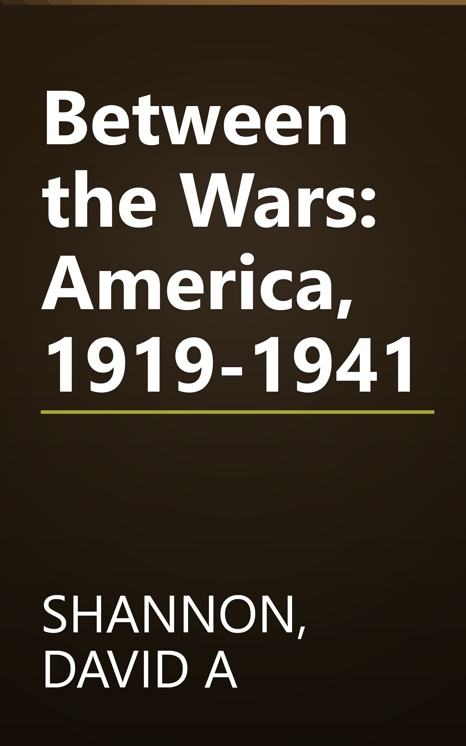 Between the Wars: America, 1919-1941 book cover