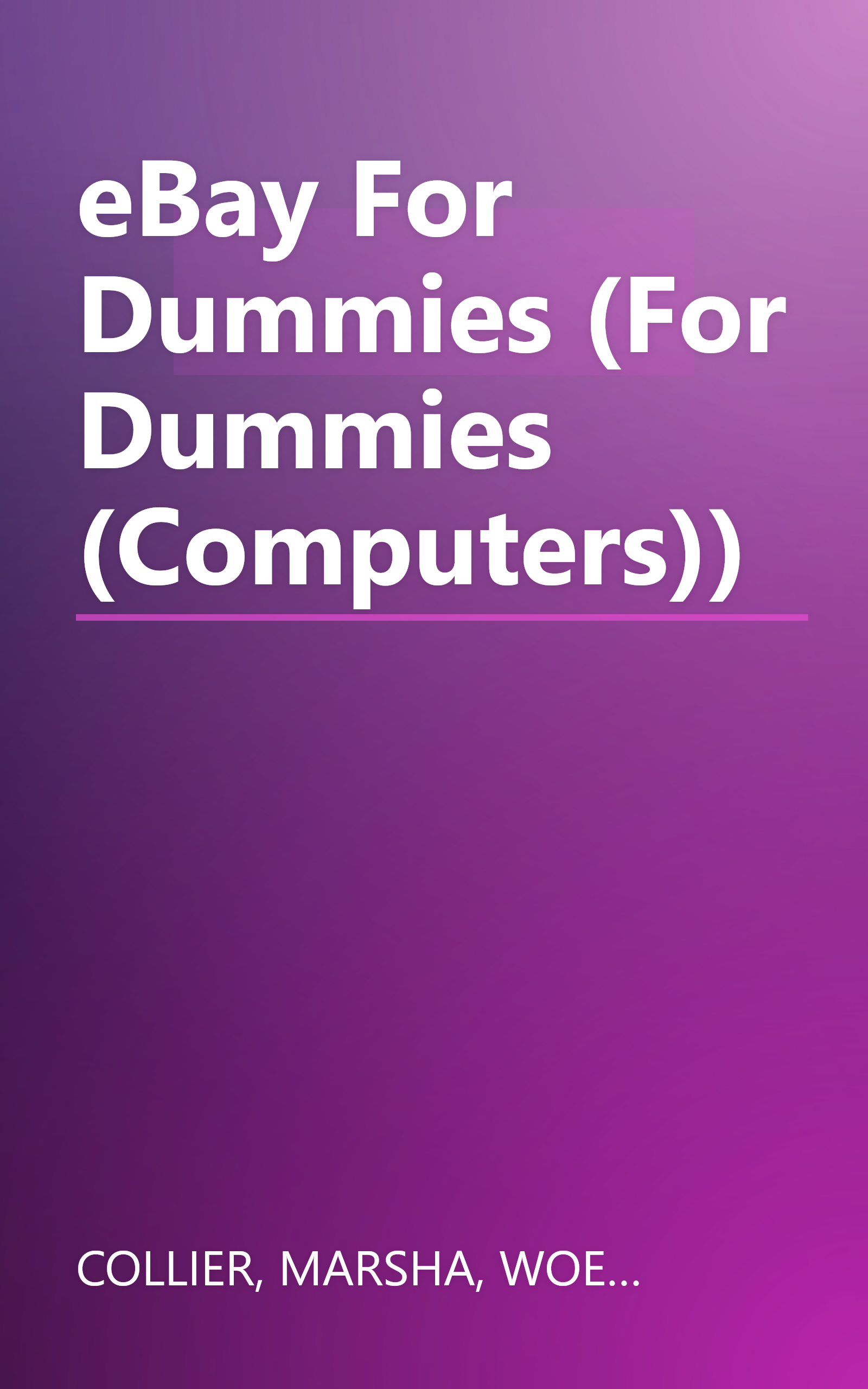 eBay For Dummies (For Dummies (Computers)) book cover
