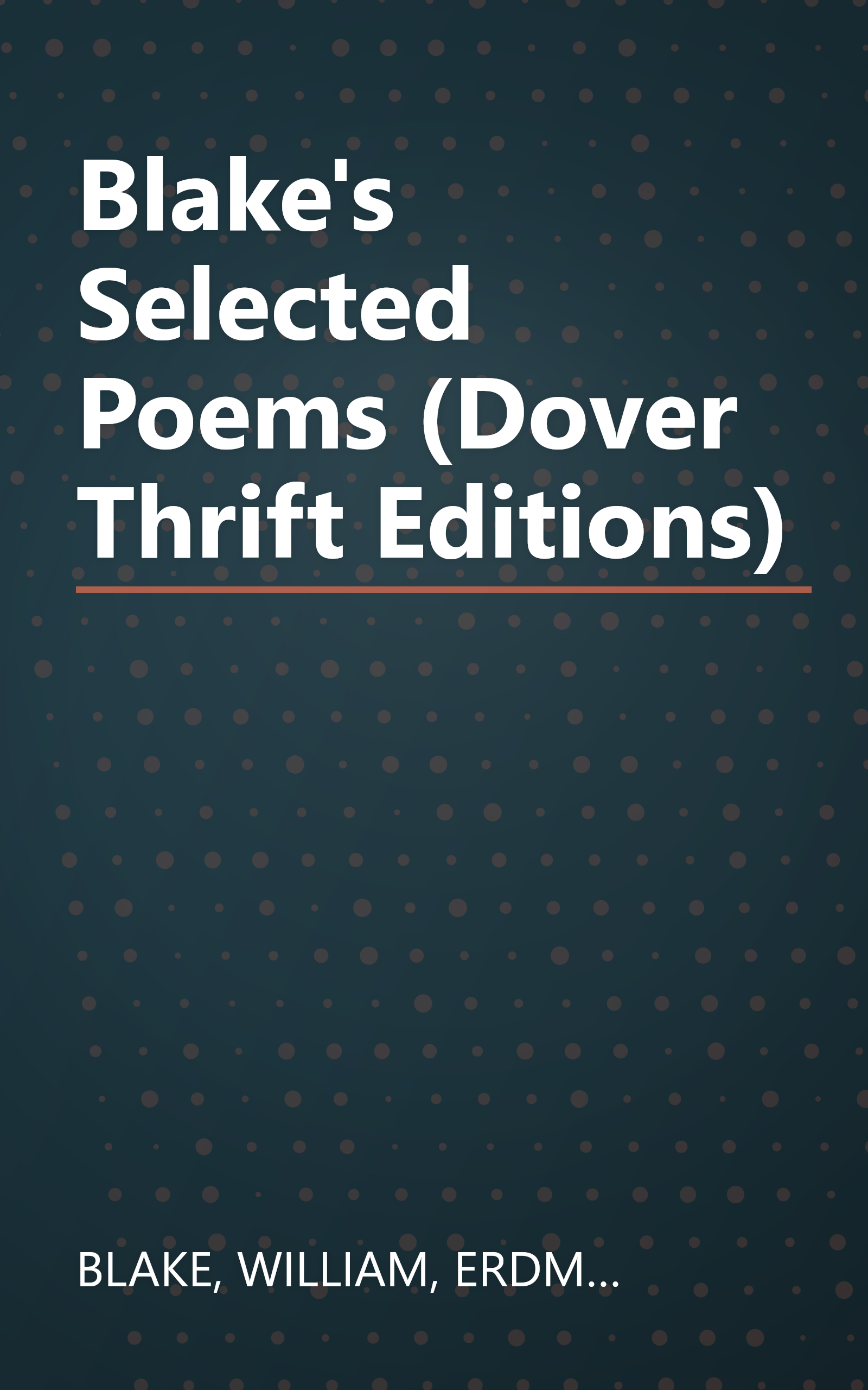 Blake's Selected Poems (Dover Thrift Editions) book cover