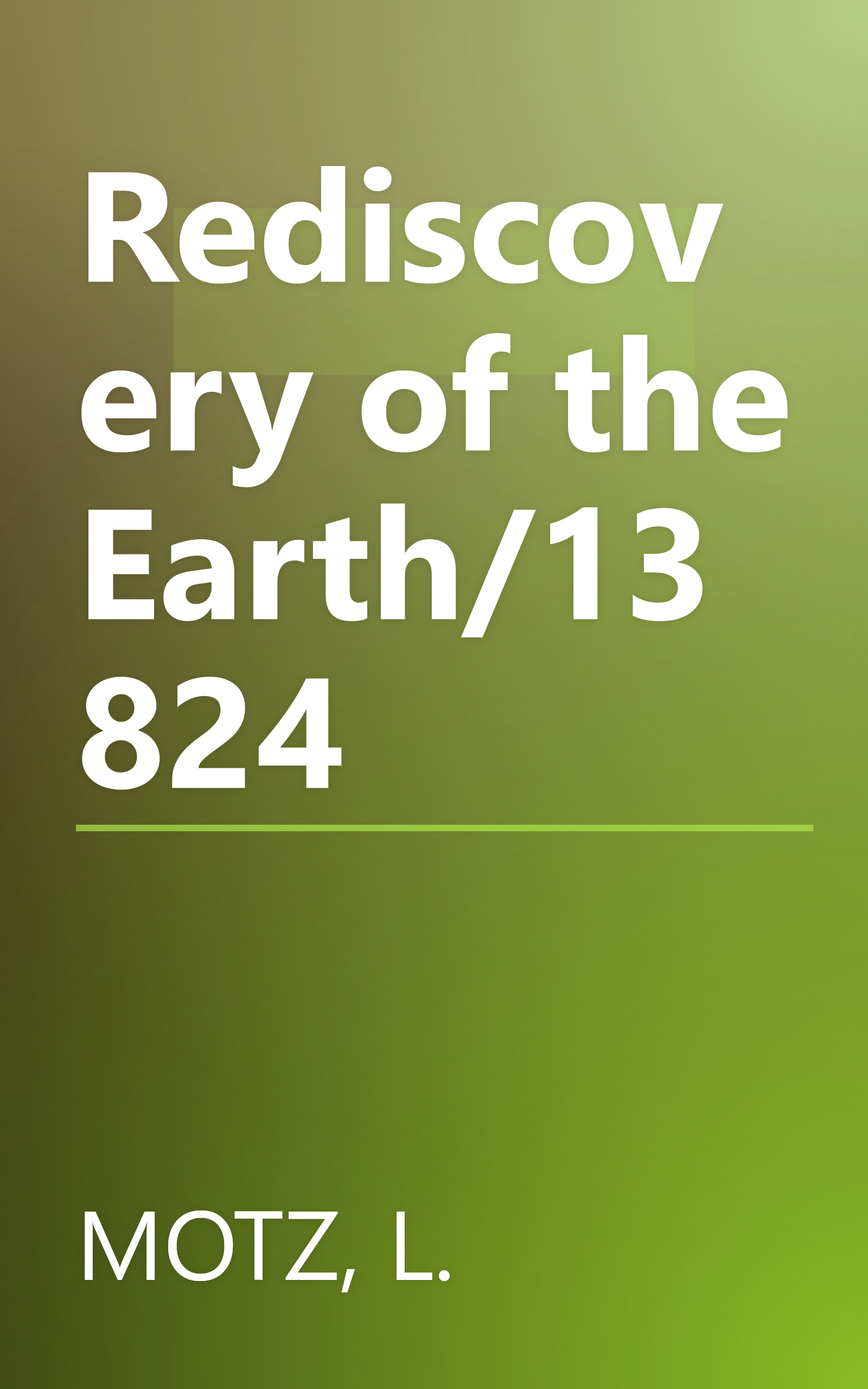 Rediscovery of the Earth/13824 book cover