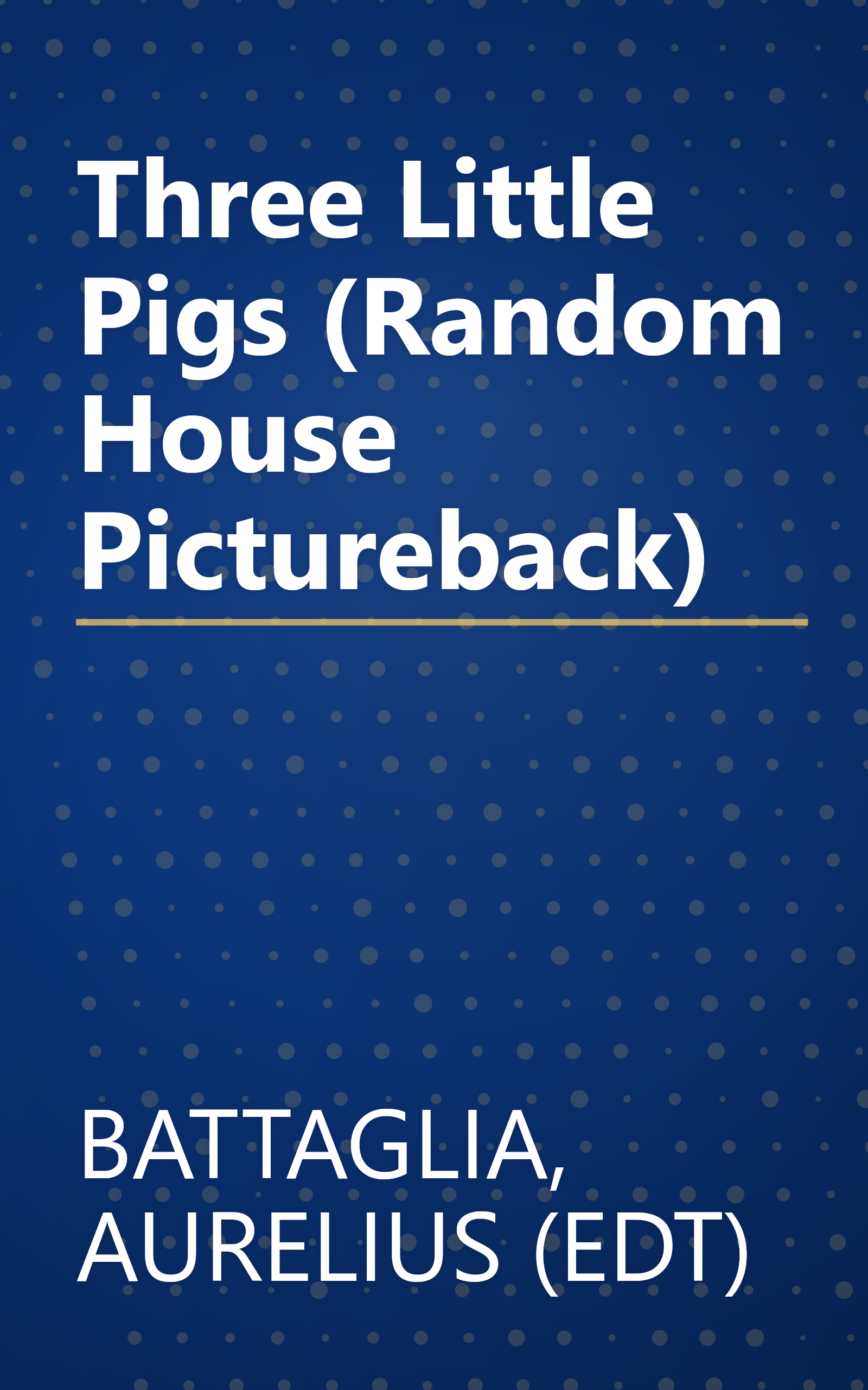 Three Little Pigs (Random House Pictureback) book cover