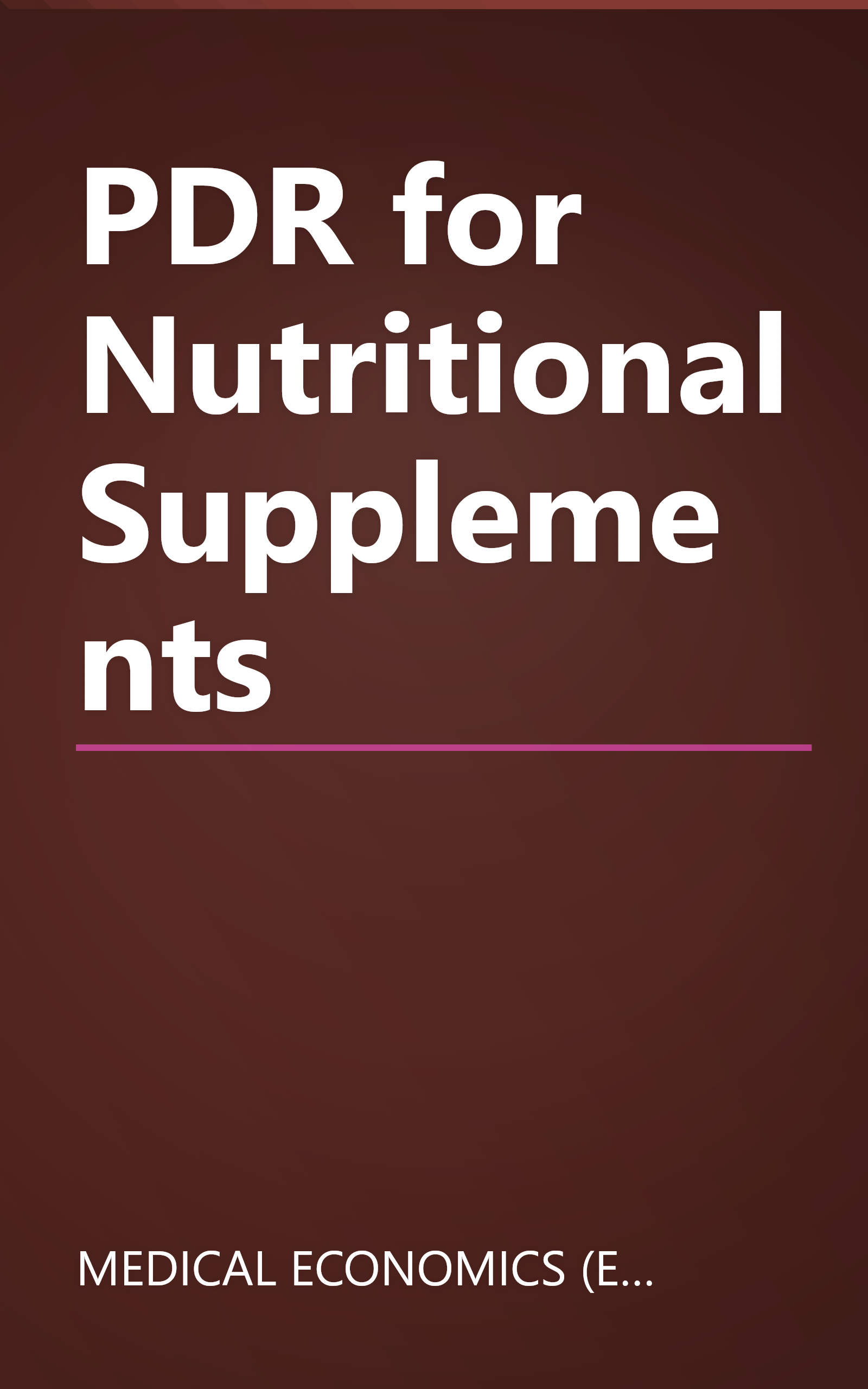 PDR for Nutritional Supplements book cover