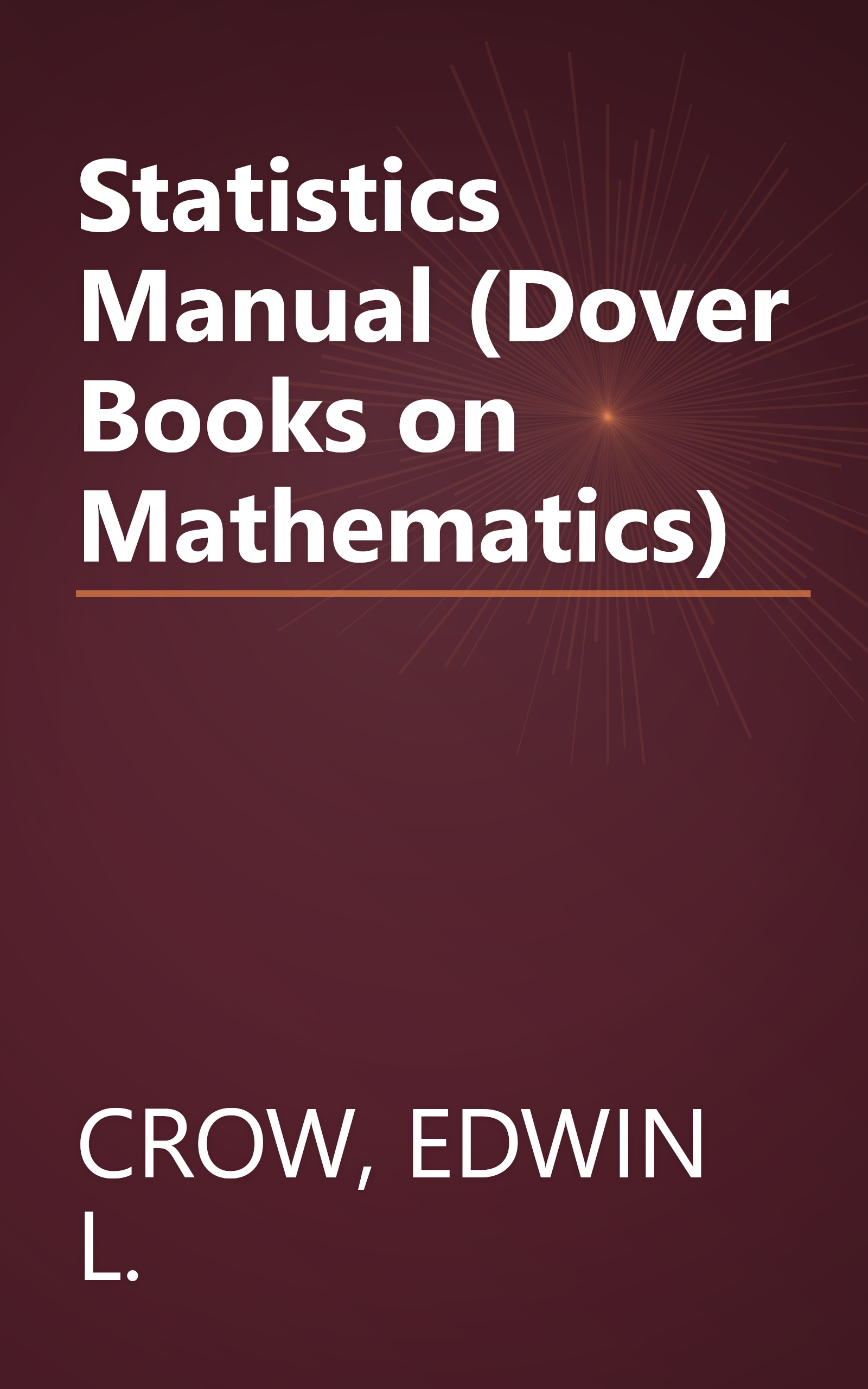 Statistics Manual (Dover Books on Mathematics) book cover