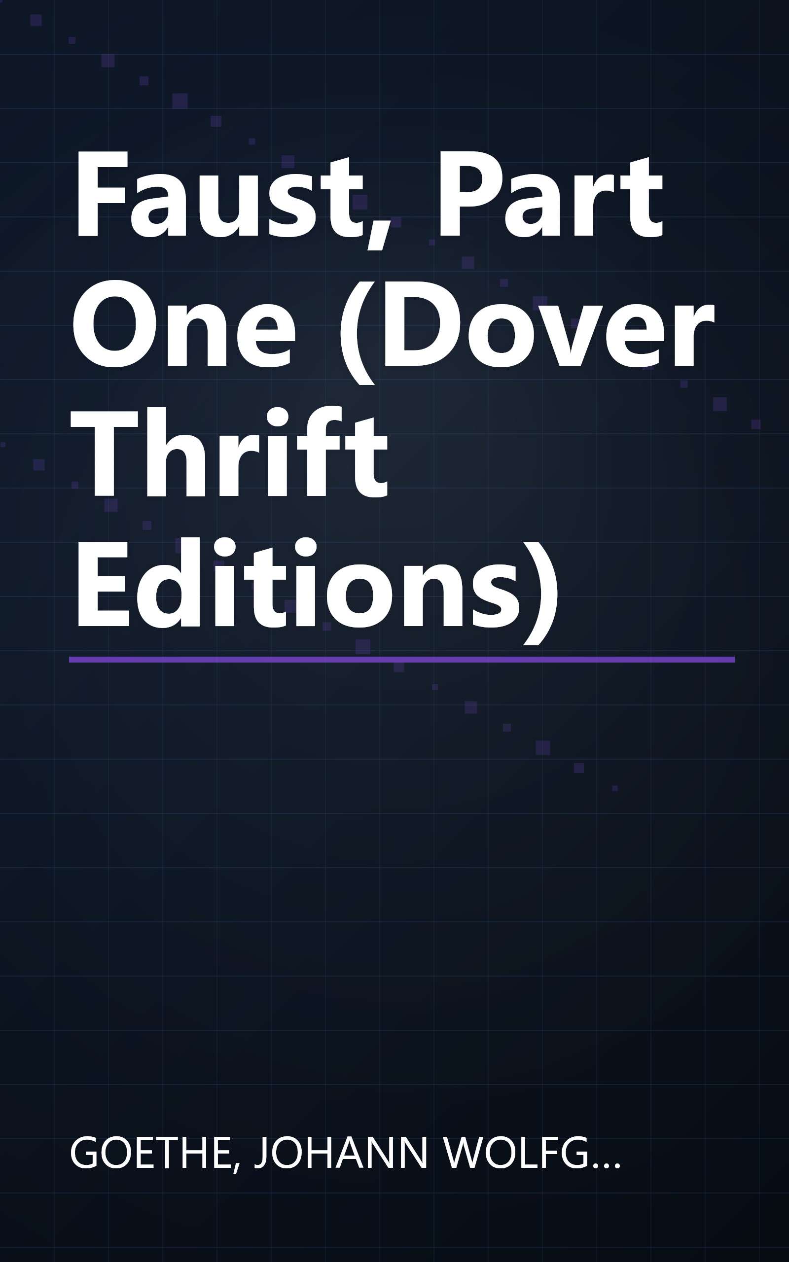 Faust, Part One (Dover Thrift Editions) book cover