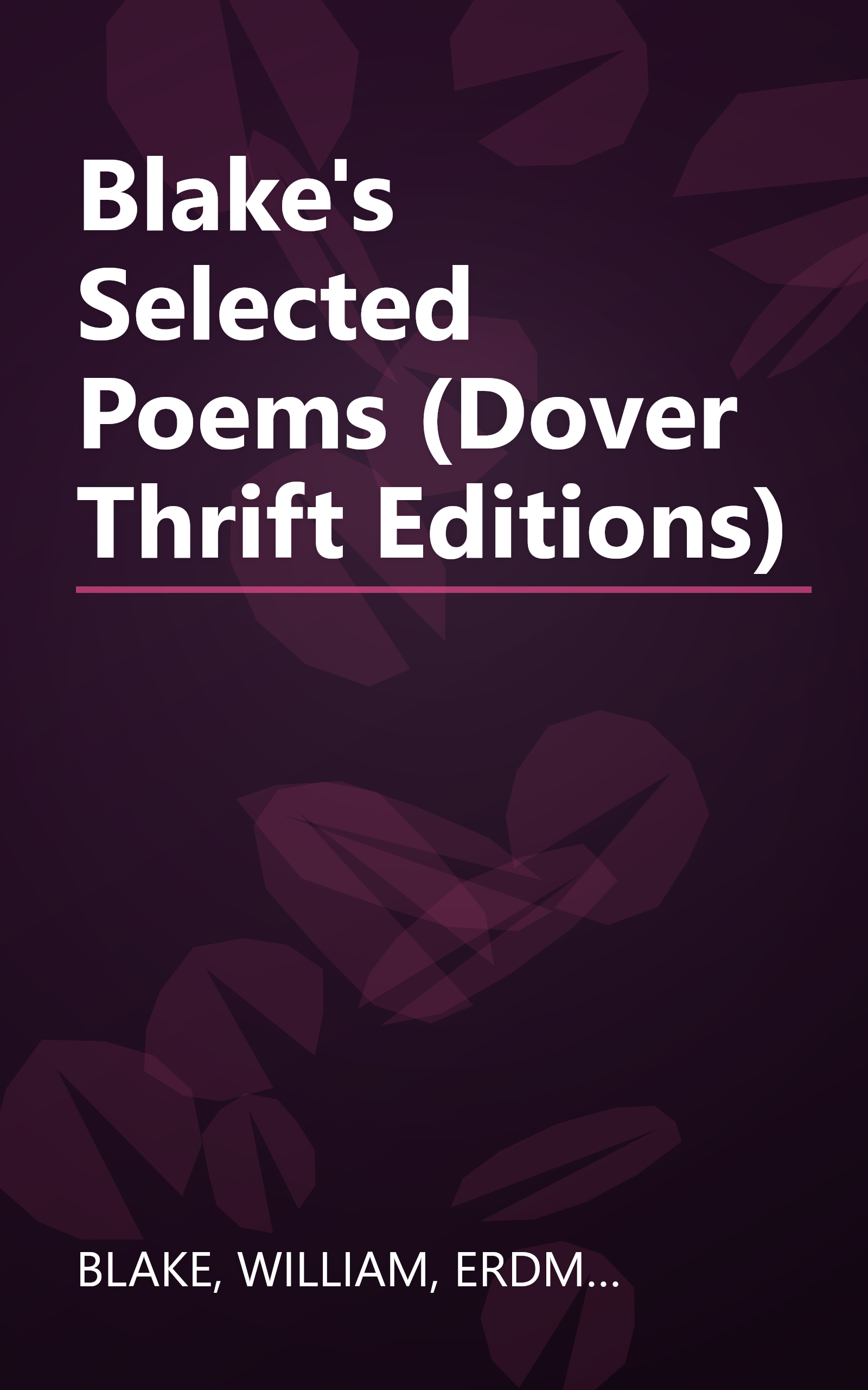 Blake's Selected Poems (Dover Thrift Editions) book cover