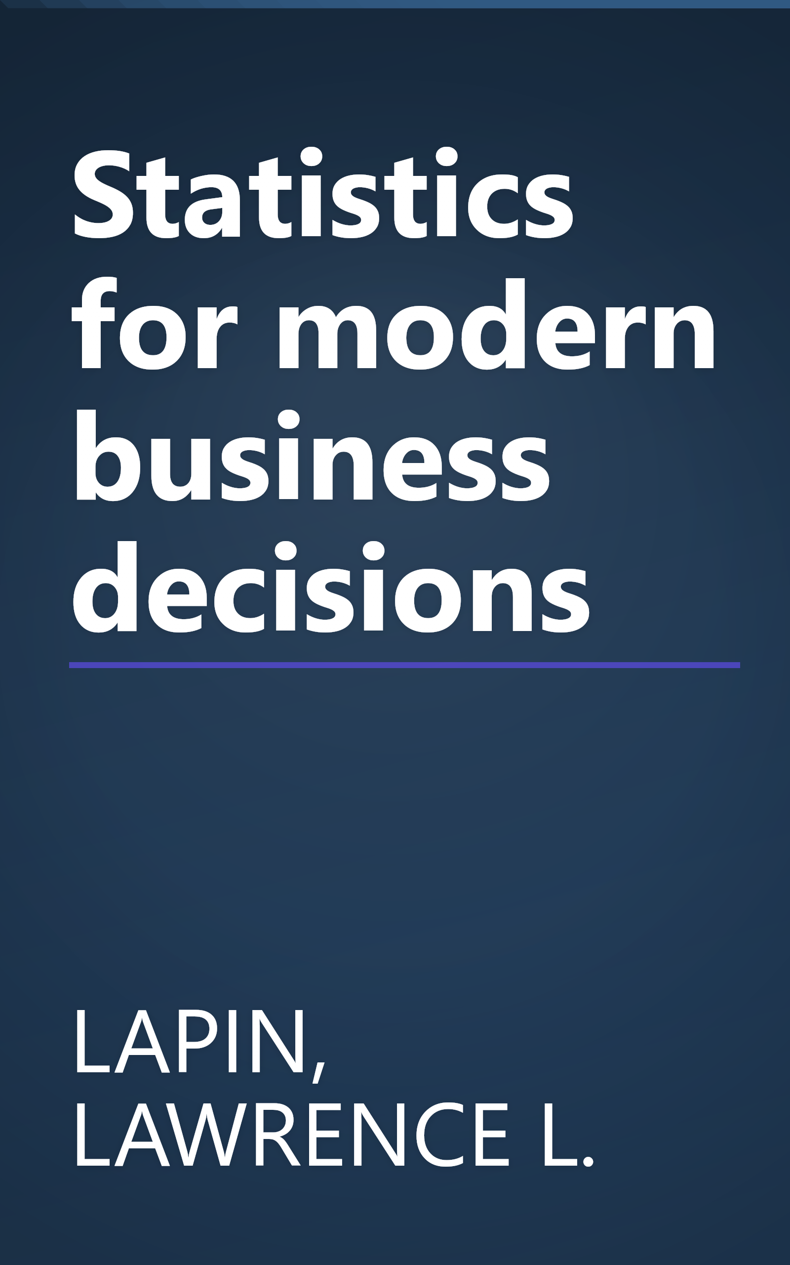 Statistics for modern business decisions book cover