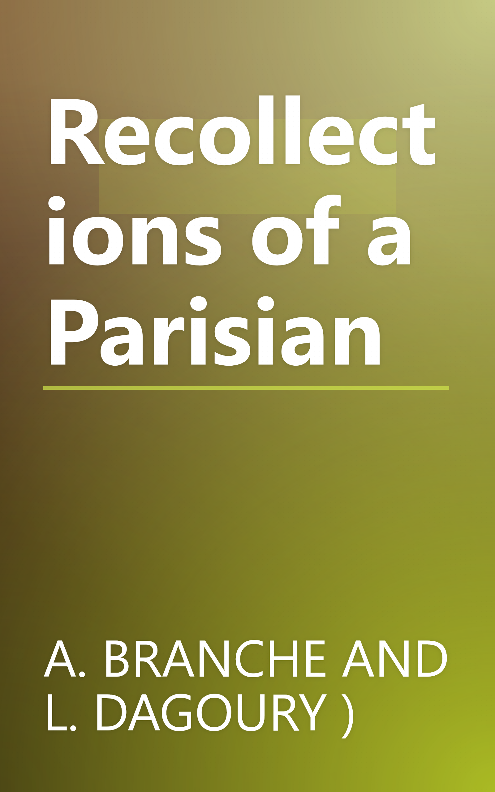 Recollections of a Parisian book cover