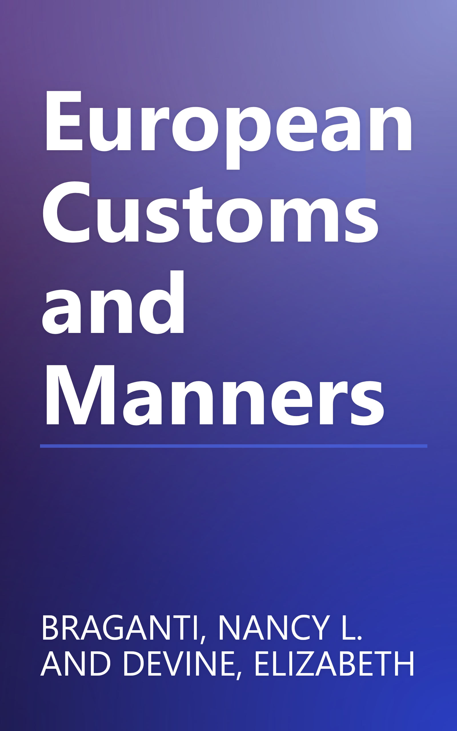 European Customs and Manners book cover