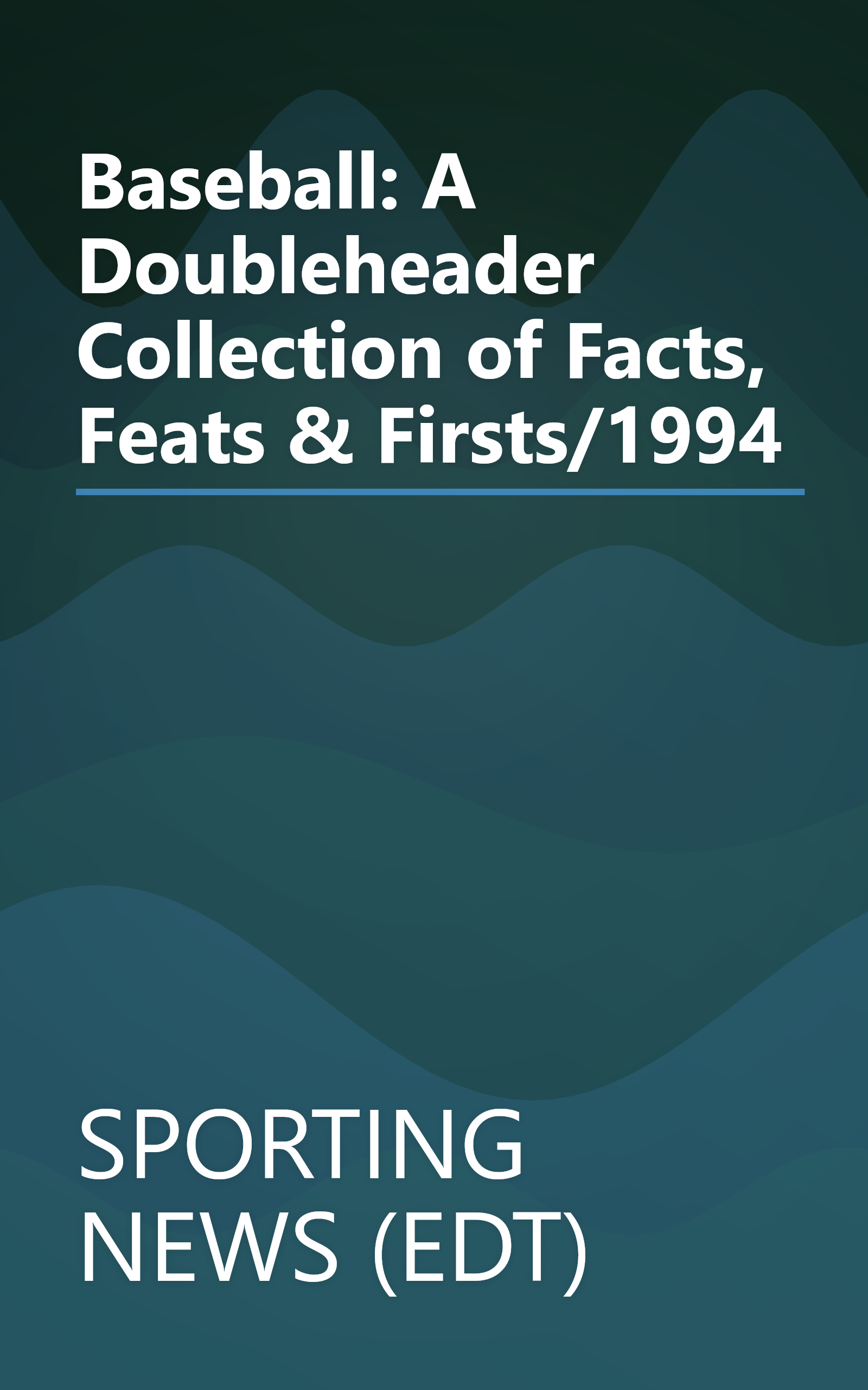 Baseball: A Doubleheader Collection of Facts, Feats & Firsts/1994 book cover