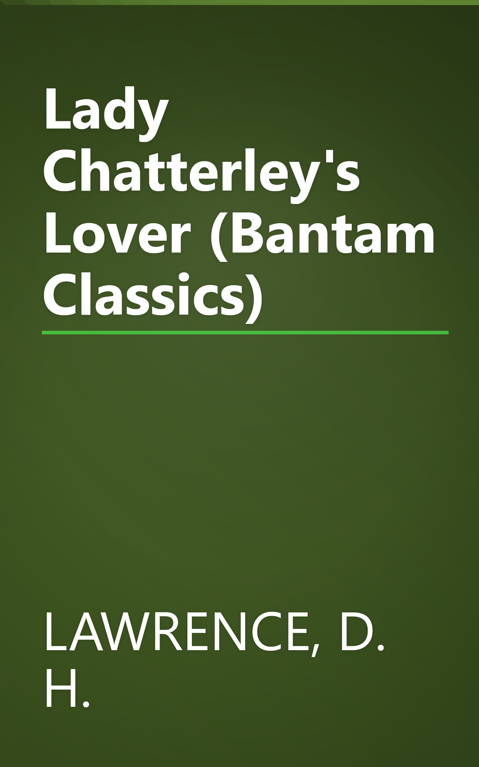 Lady Chatterley's Lover (Bantam Classics) book cover