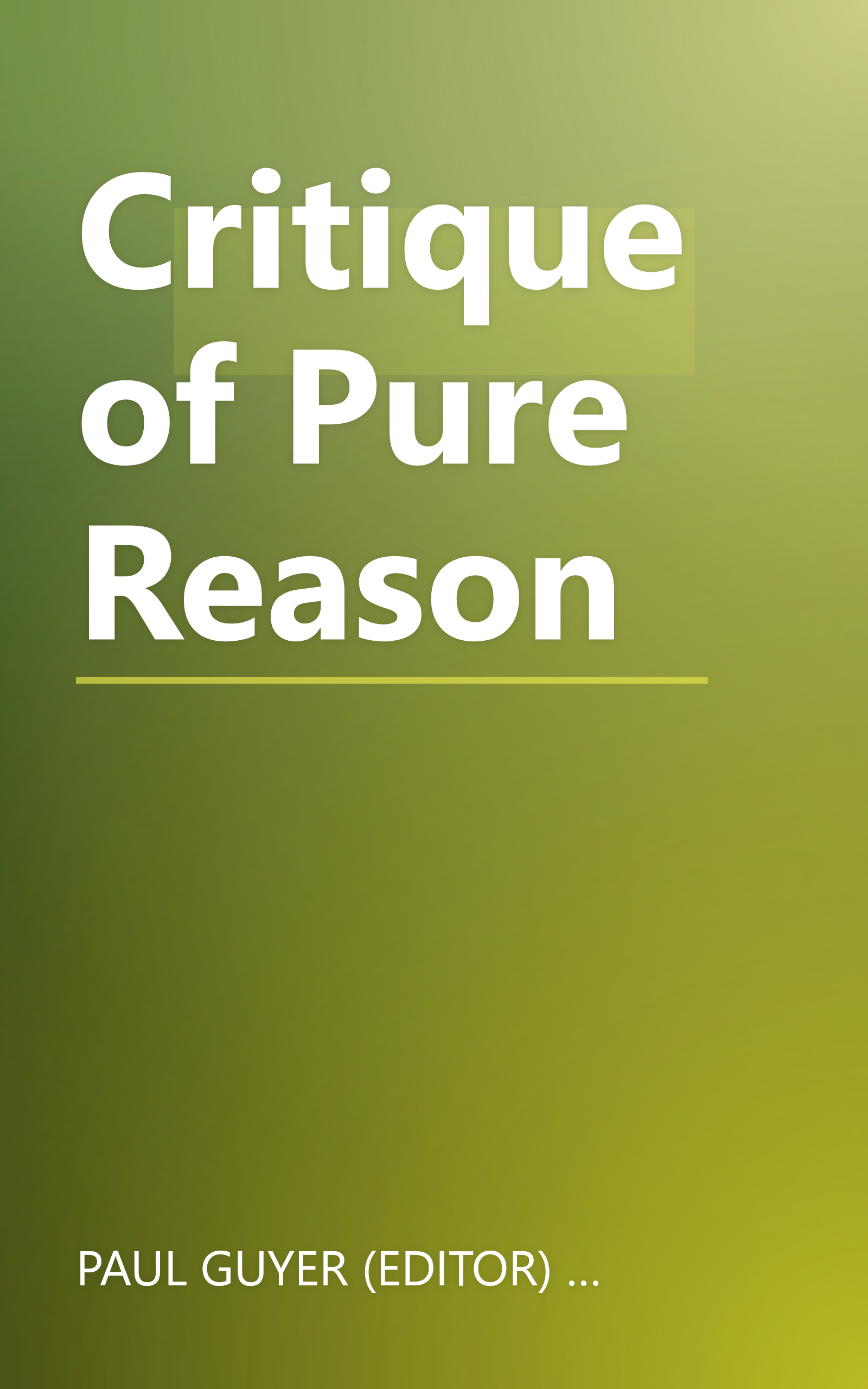 Critique of Pure Reason book cover