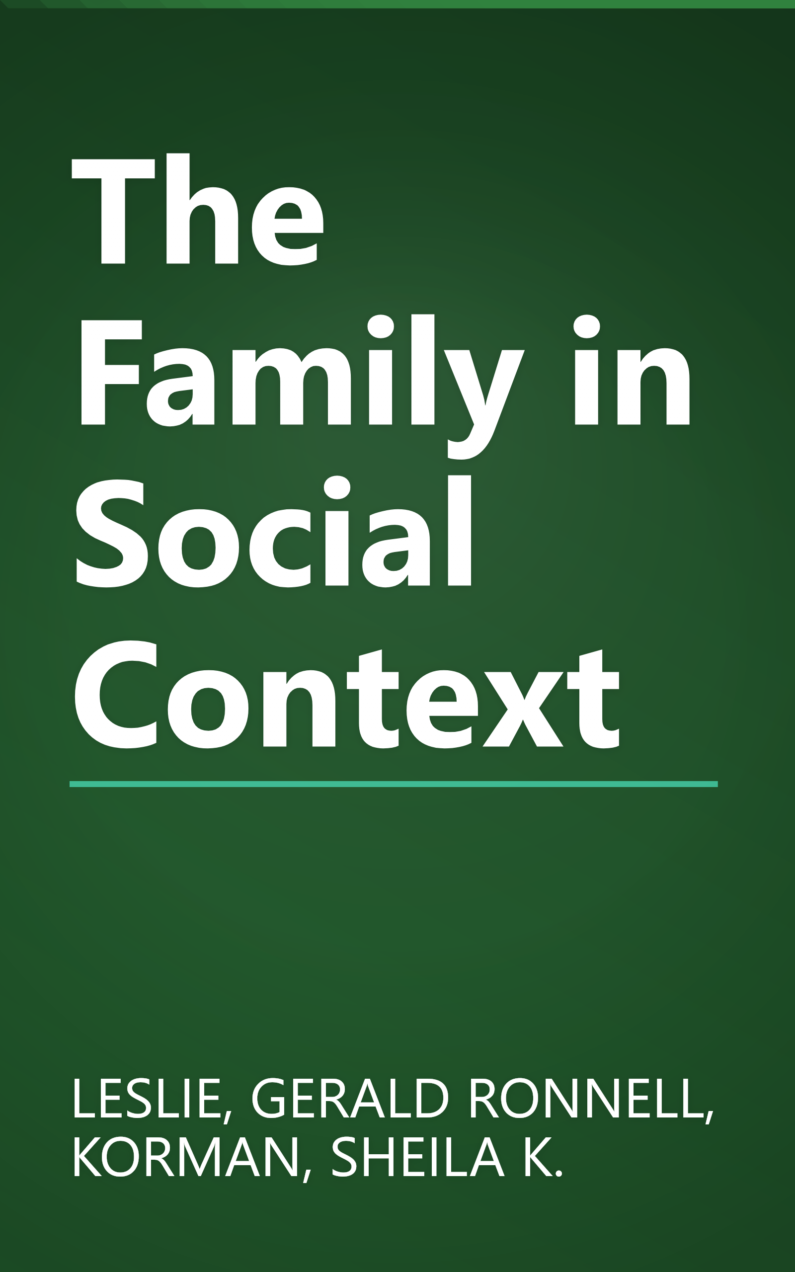 The Family in Social Context book cover