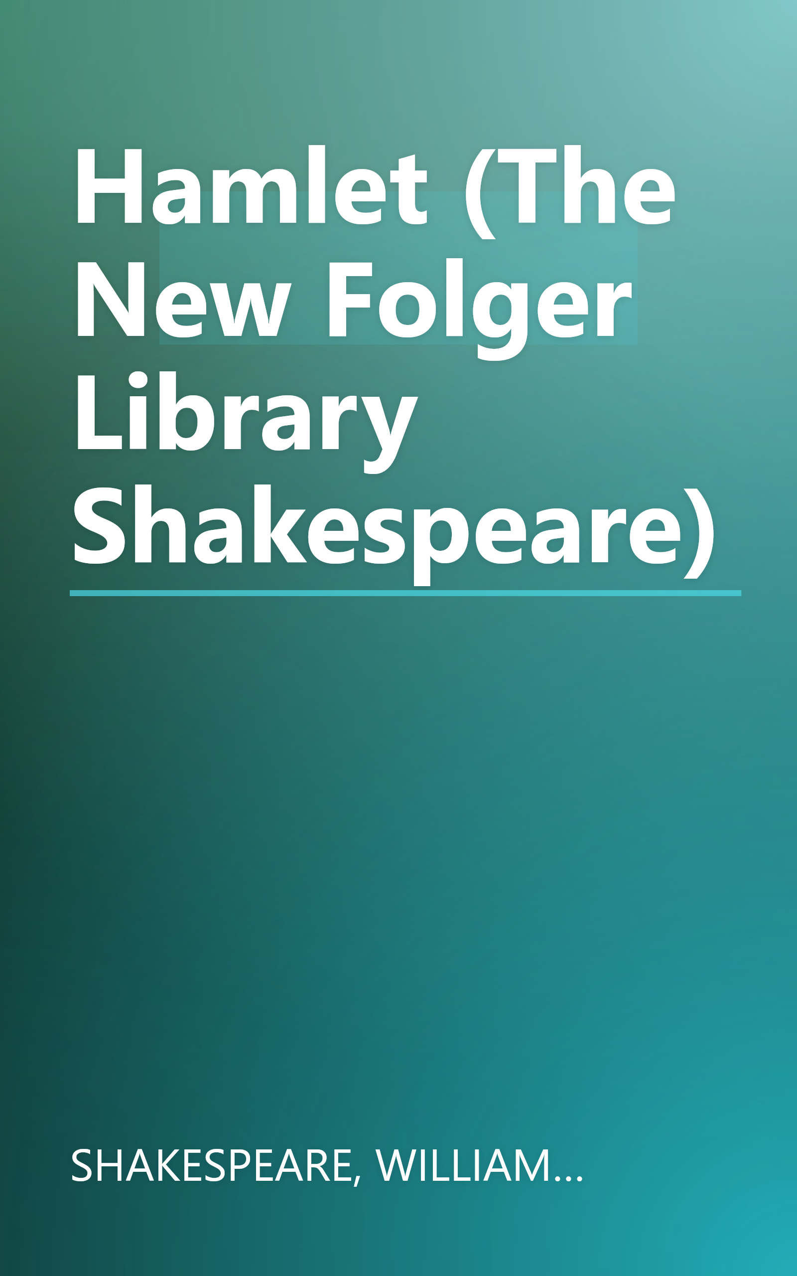 Hamlet (The New Folger Library Shakespeare) book cover