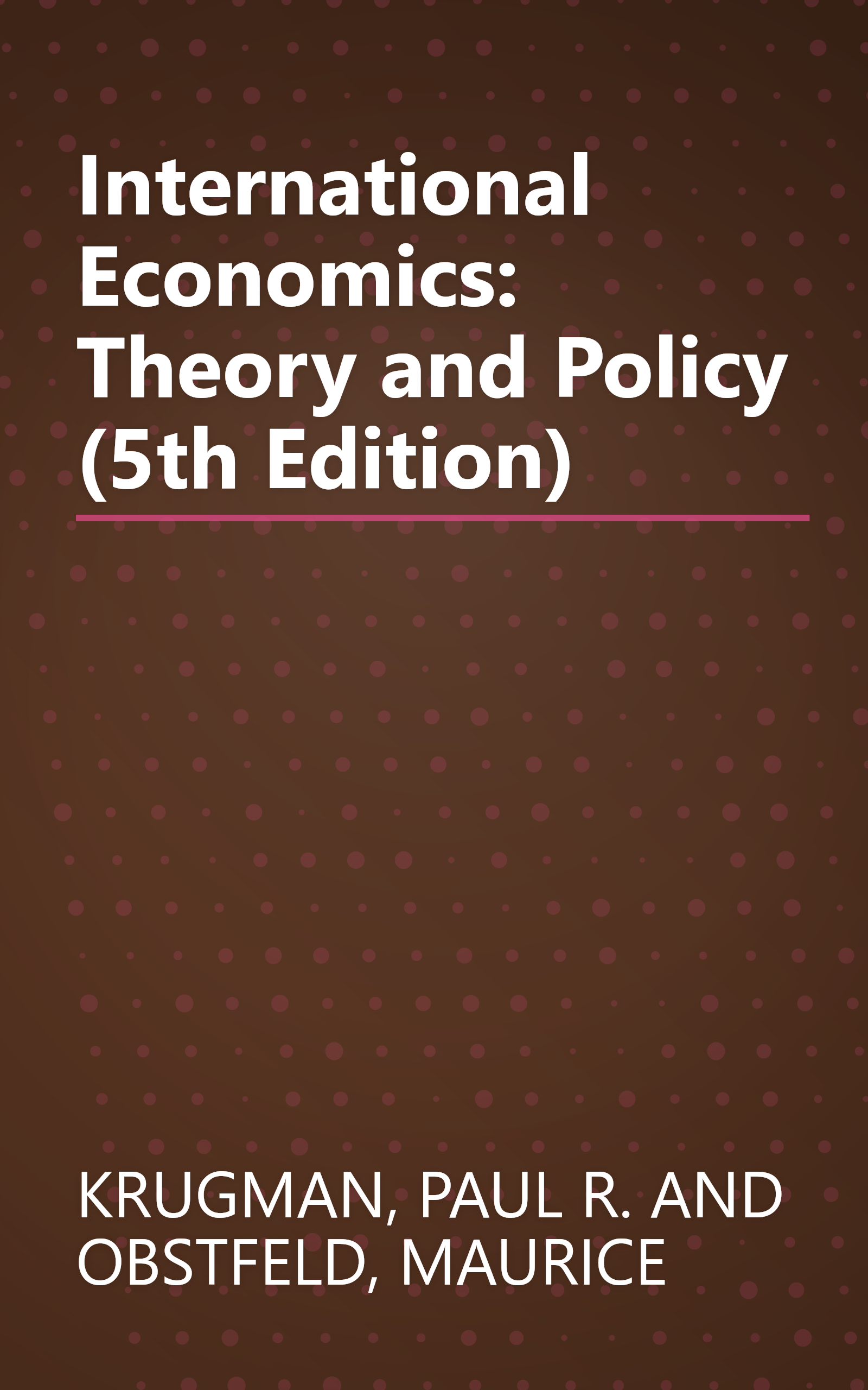 International Economics: Theory and Policy (5th Edition) book cover