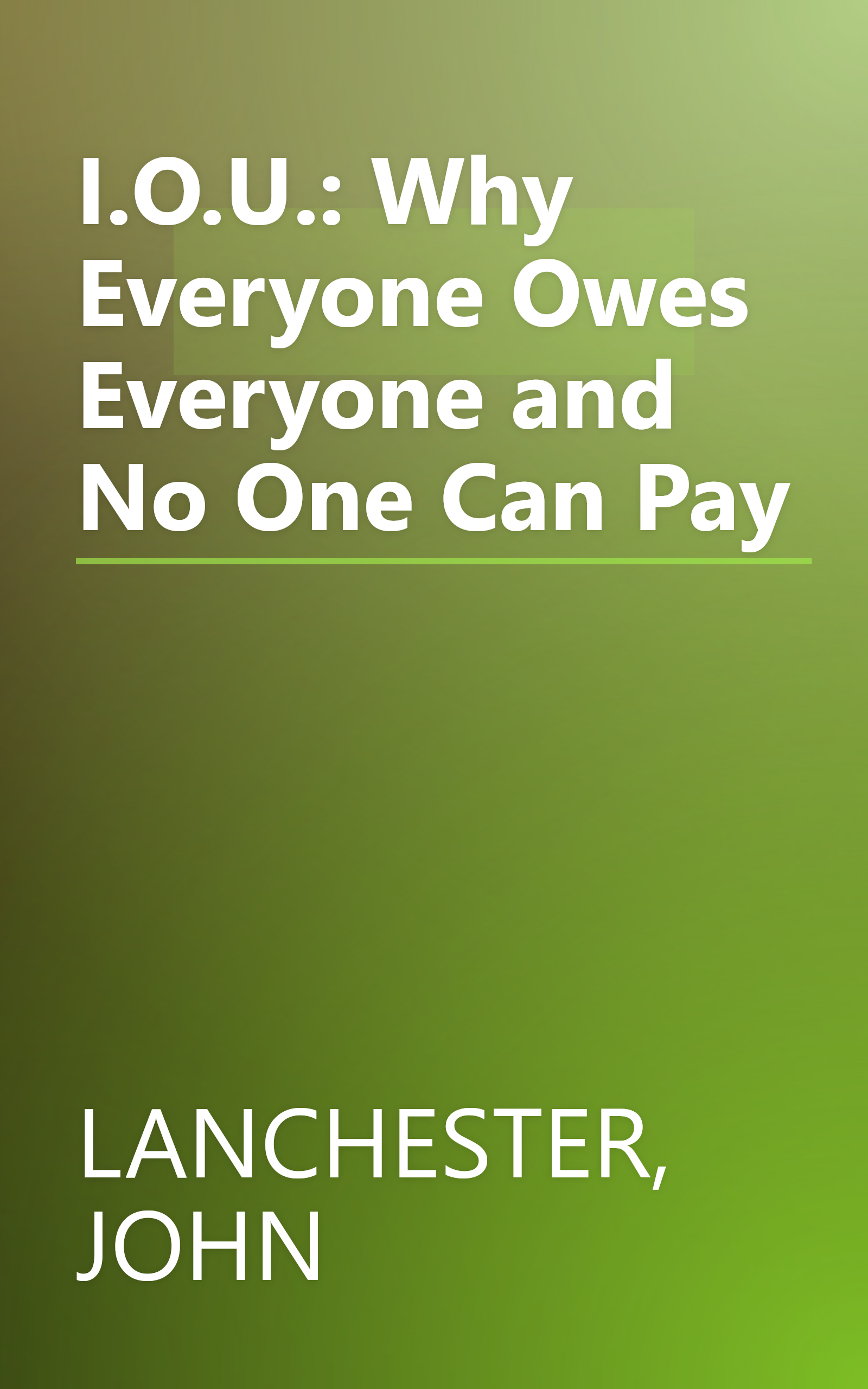 I.O.U.: Why Everyone Owes Everyone and No One Can Pay book cover