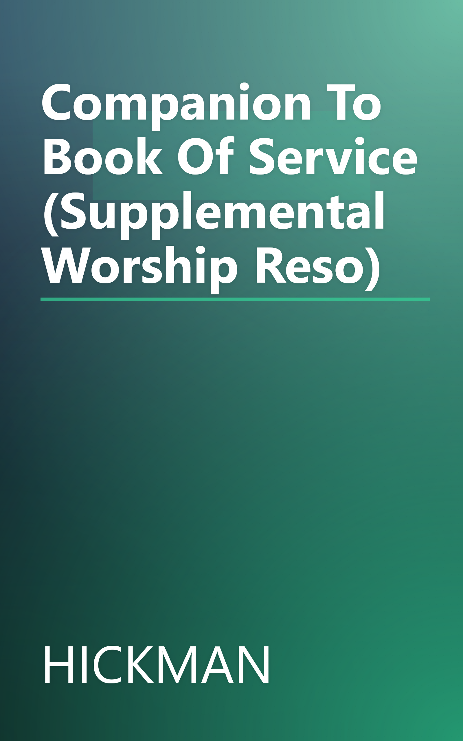 Companion To Book Of Service (Supplemental Worship Reso) book cover