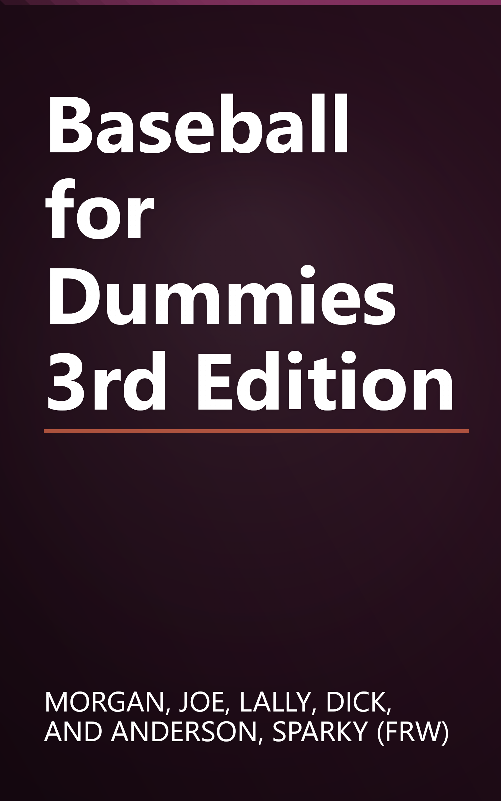 Baseball for Dummies 3rd Edition book cover