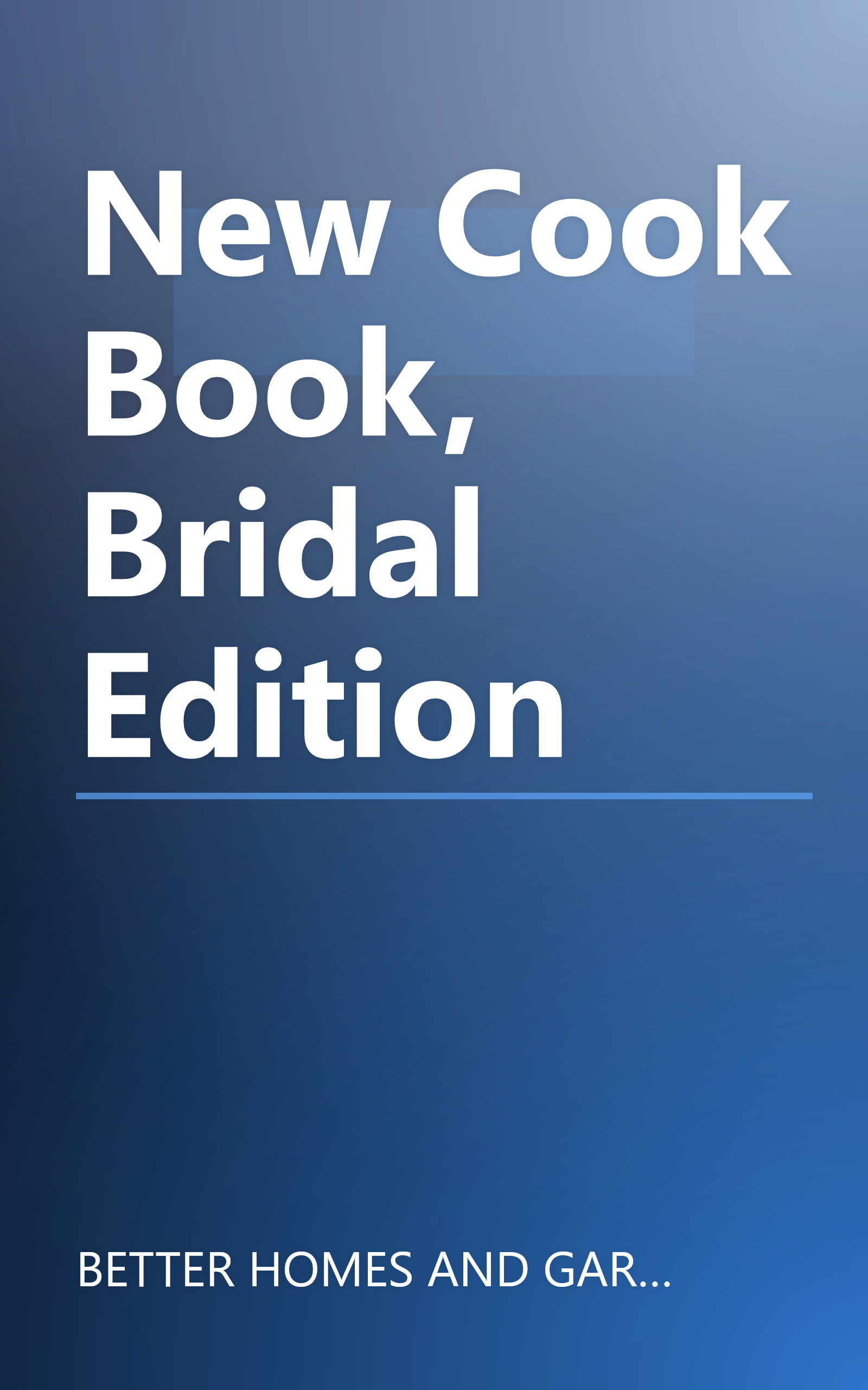 New Cook Book, Bridal Edition book cover