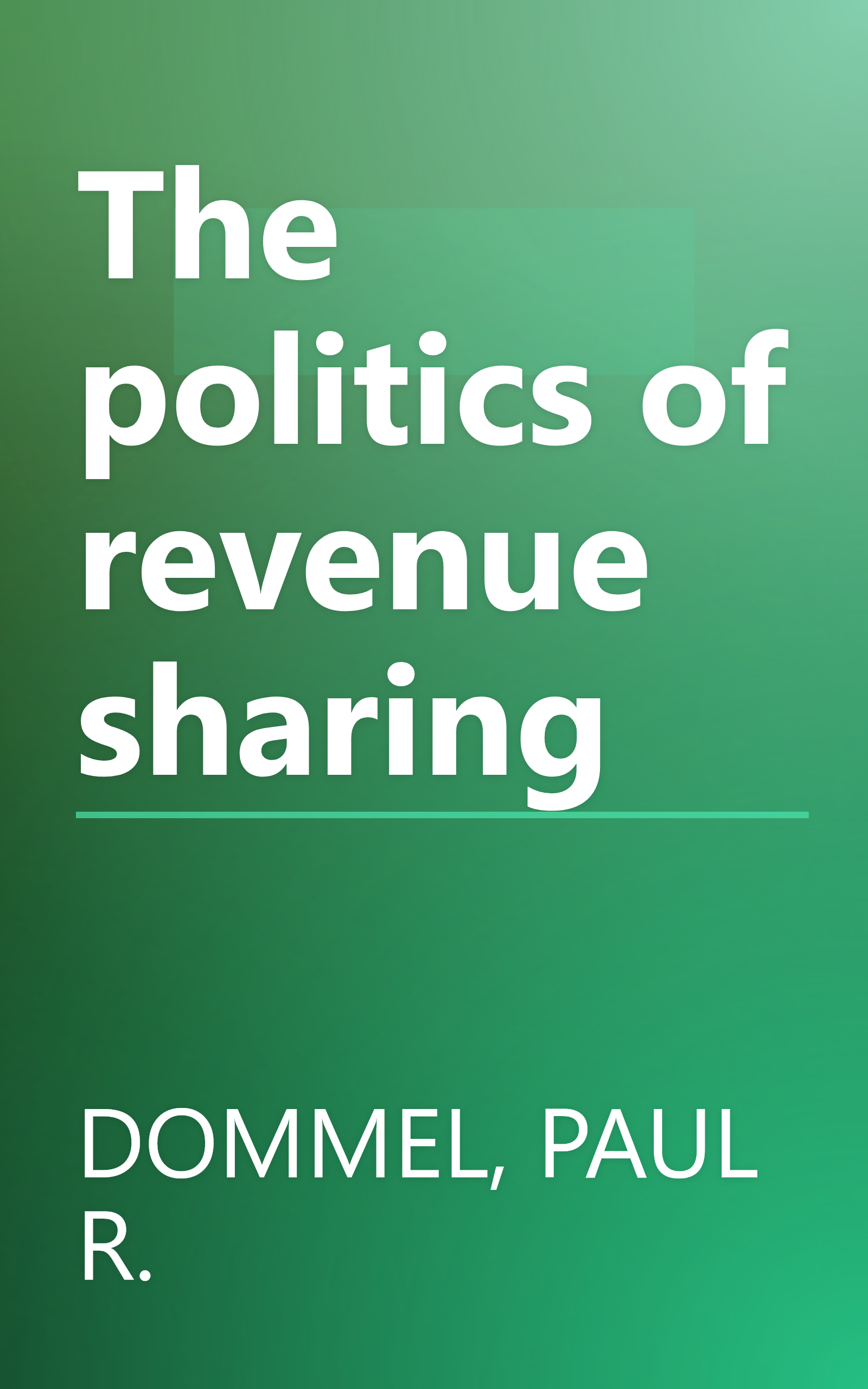 The politics of revenue sharing book cover