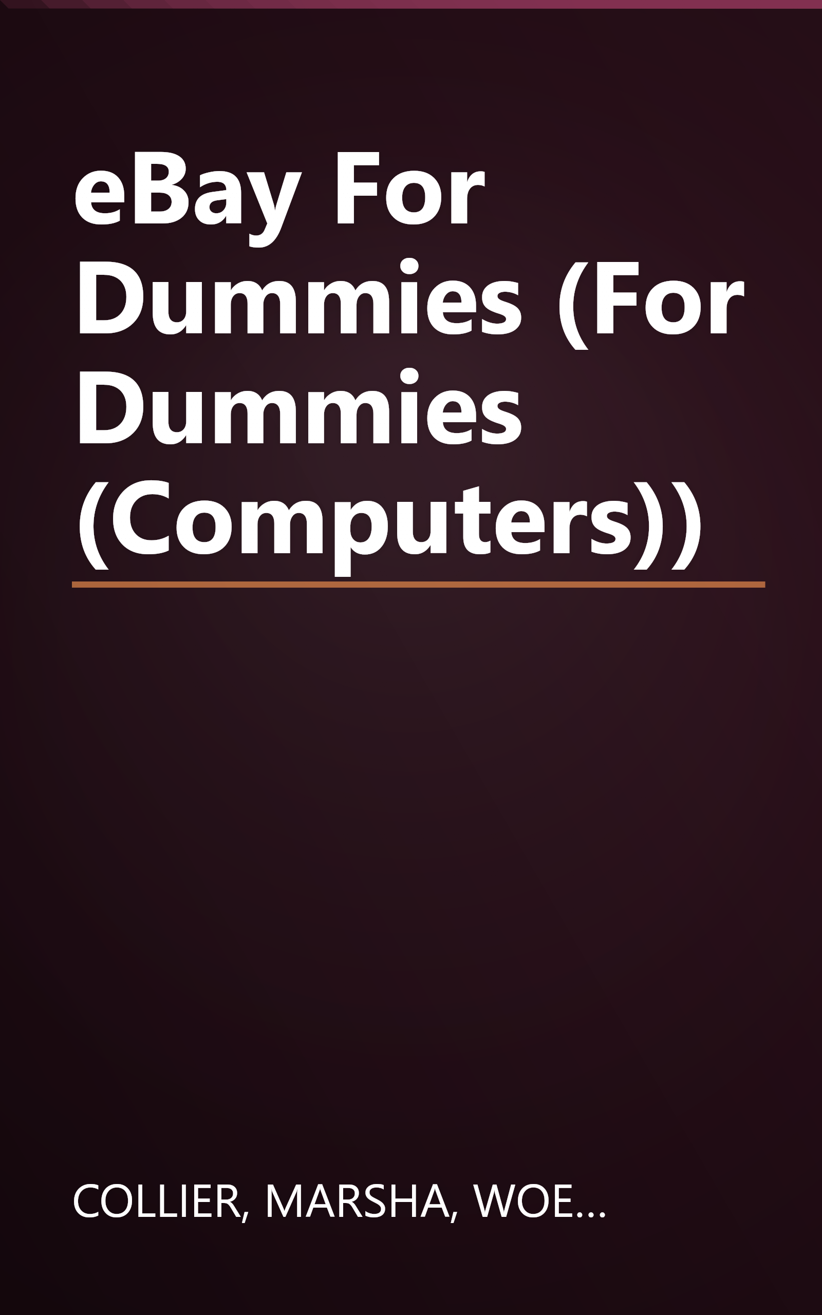 eBay For Dummies (For Dummies (Computers)) book cover