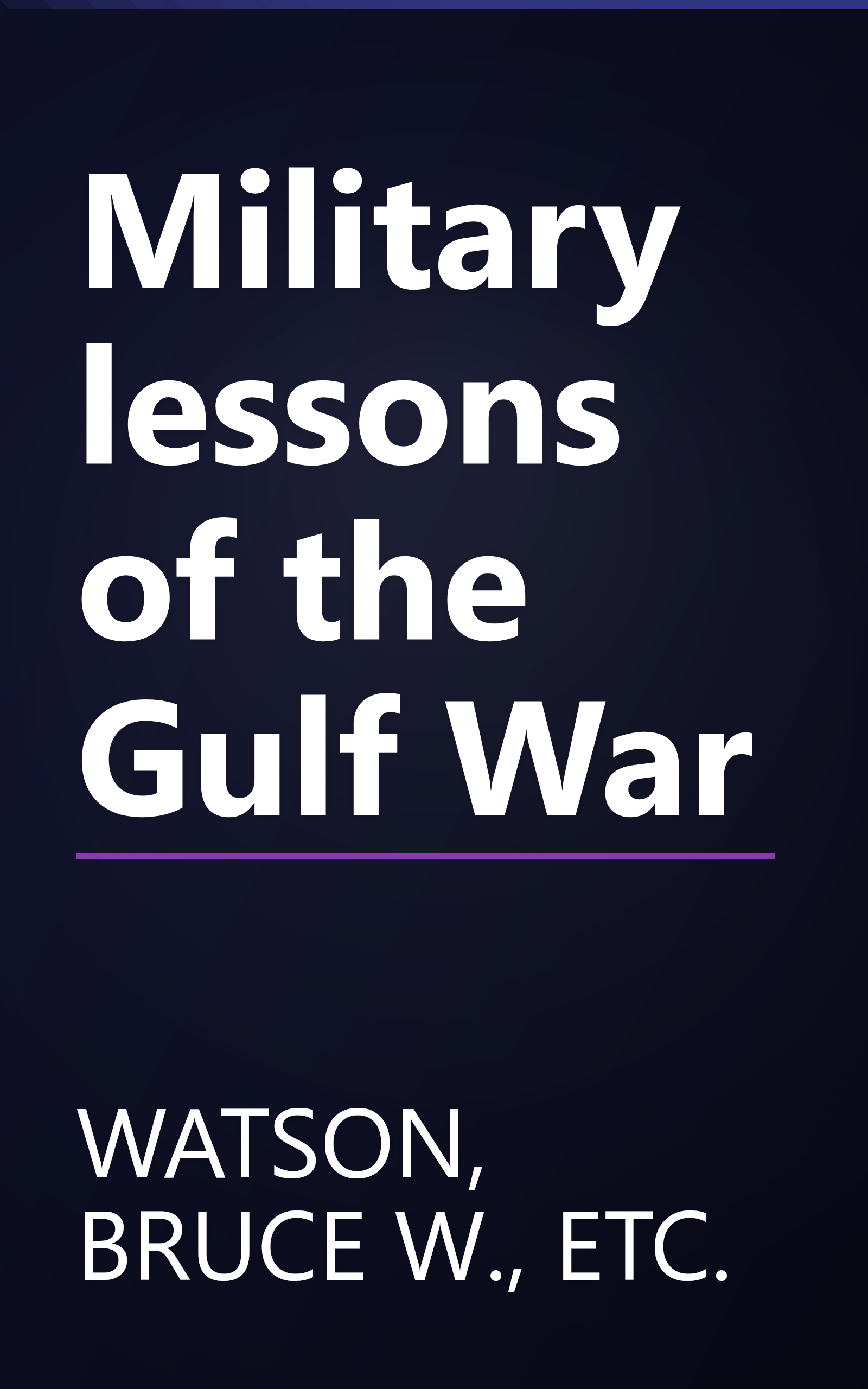 Military lessons of the Gulf War book cover