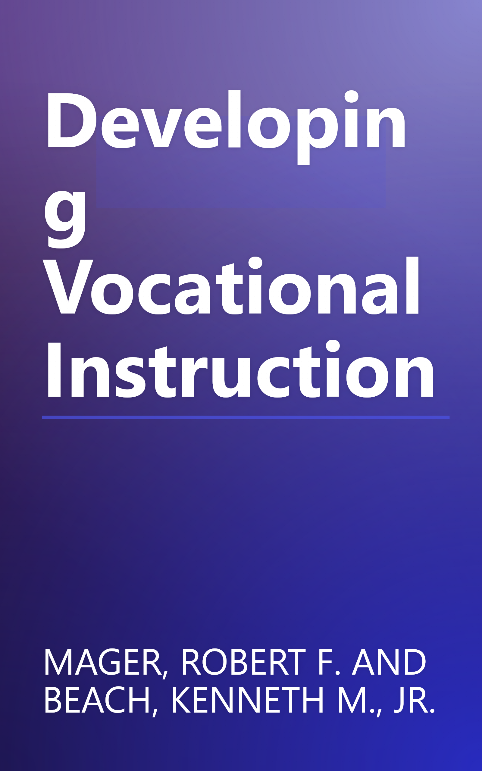 Developing Vocational Instruction book cover