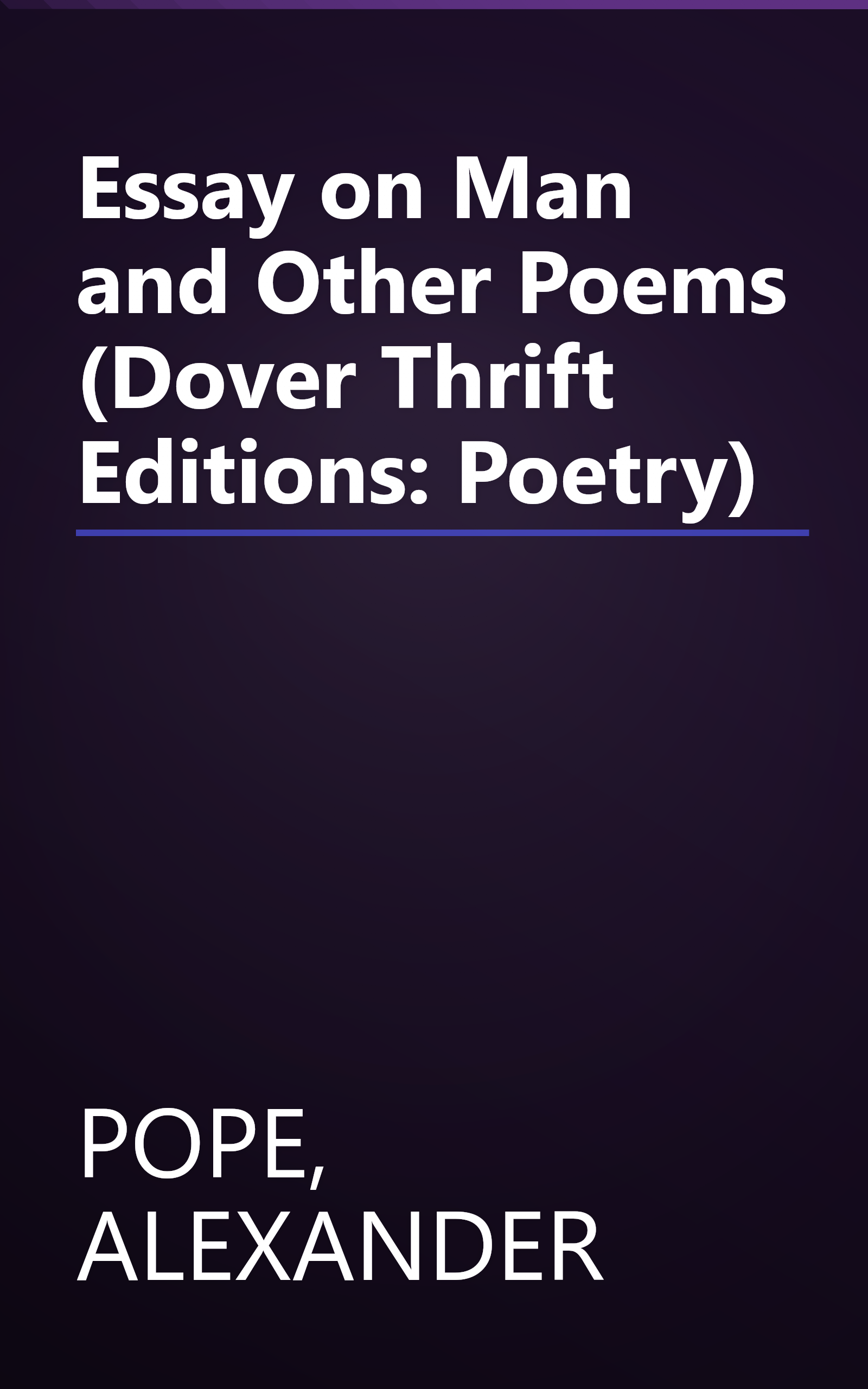 Essay on Man and Other Poems (Dover Thrift Editions: Poetry) book cover