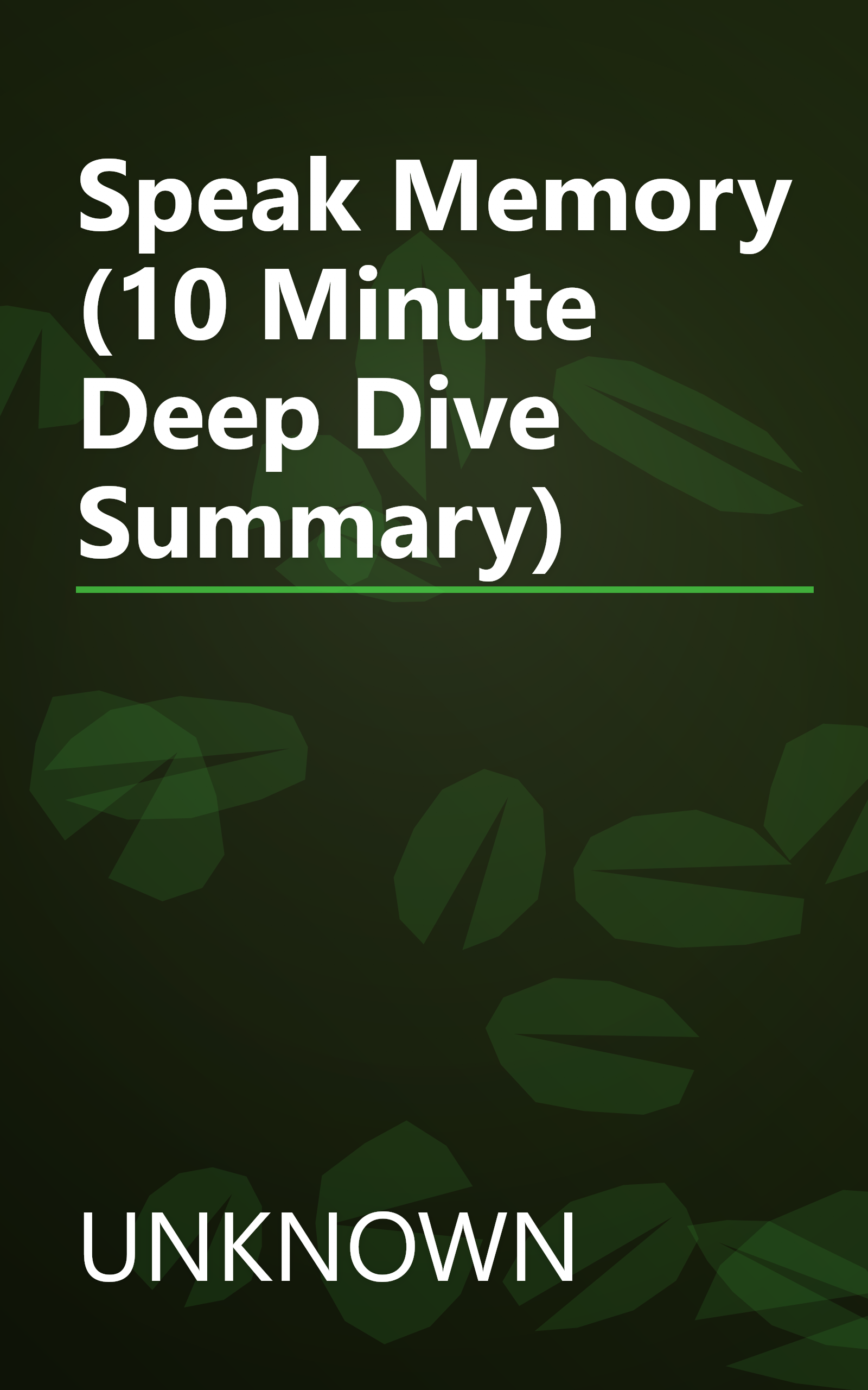 Speak  Memory (10 Minute   Deep Dive Summary) book cover