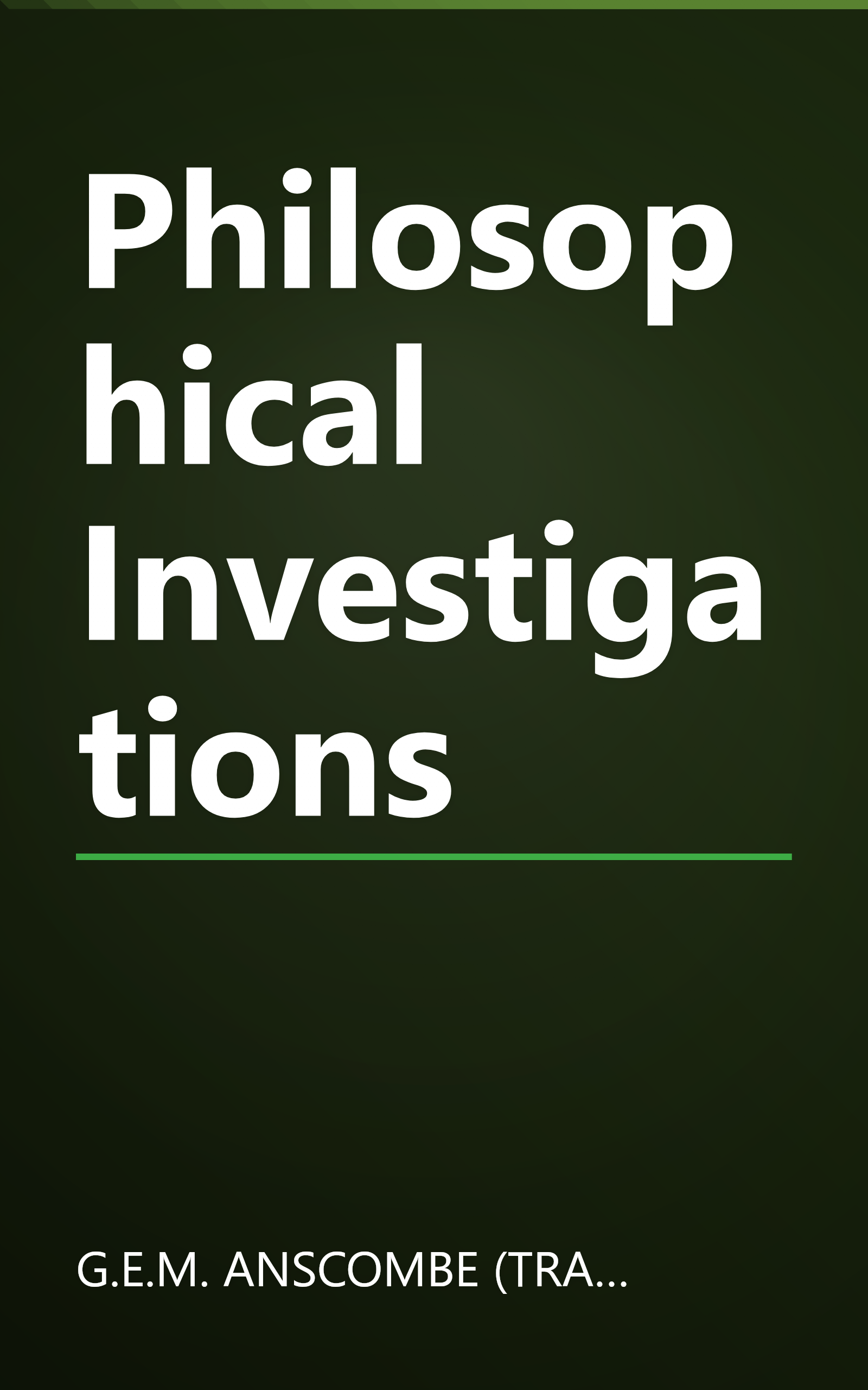 Philosophical Investigations book cover