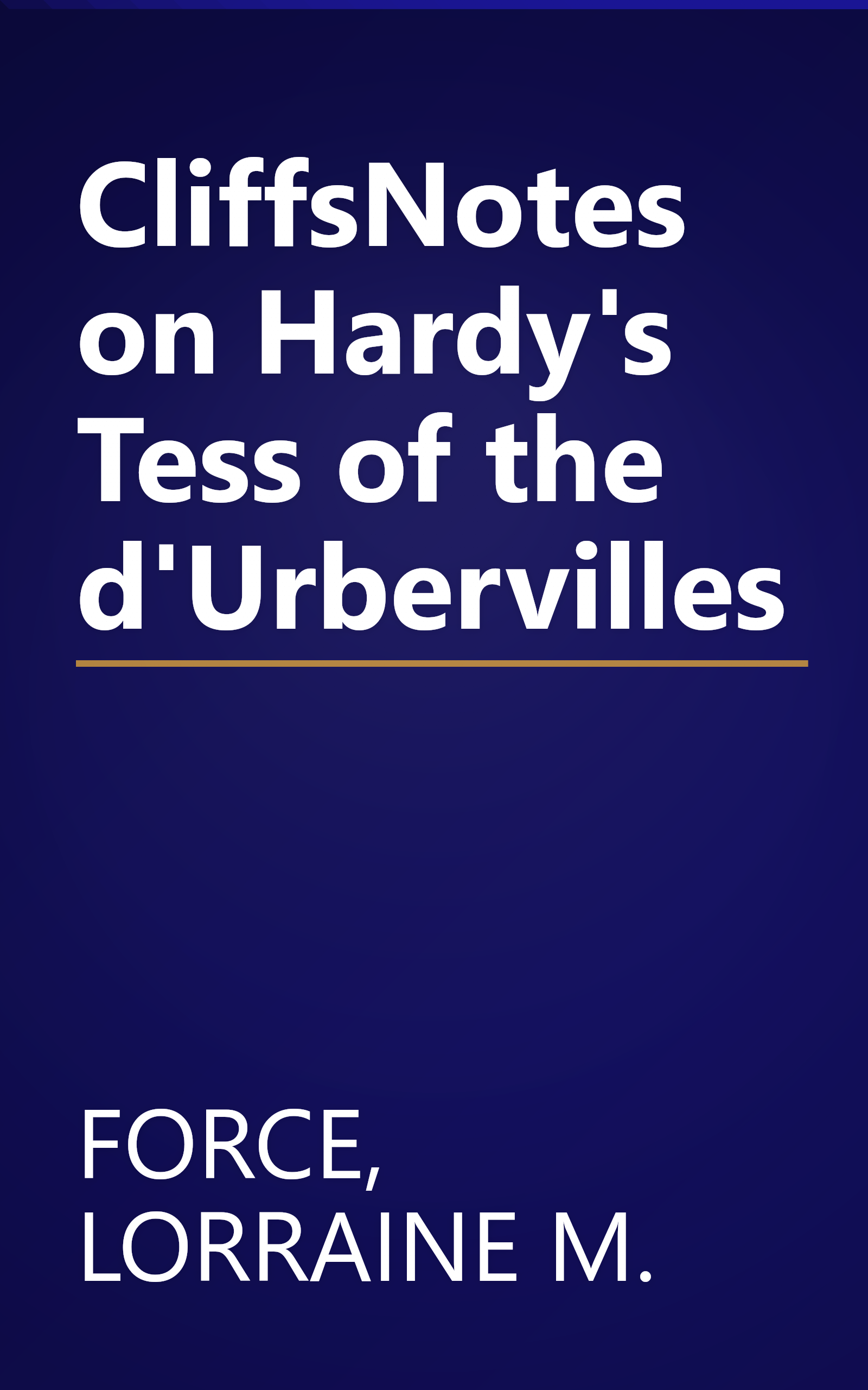 CliffsNotes on Hardy's Tess of the d'Urbervilles book cover