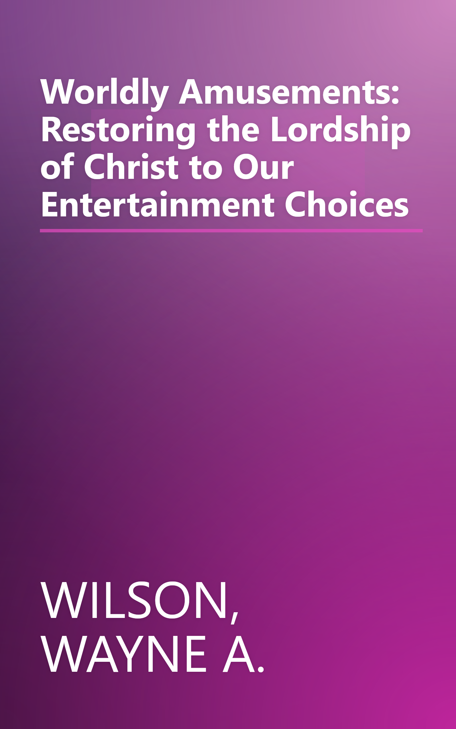 Worldly Amusements: Restoring the Lordship of Christ to Our Entertainment Choices book cover