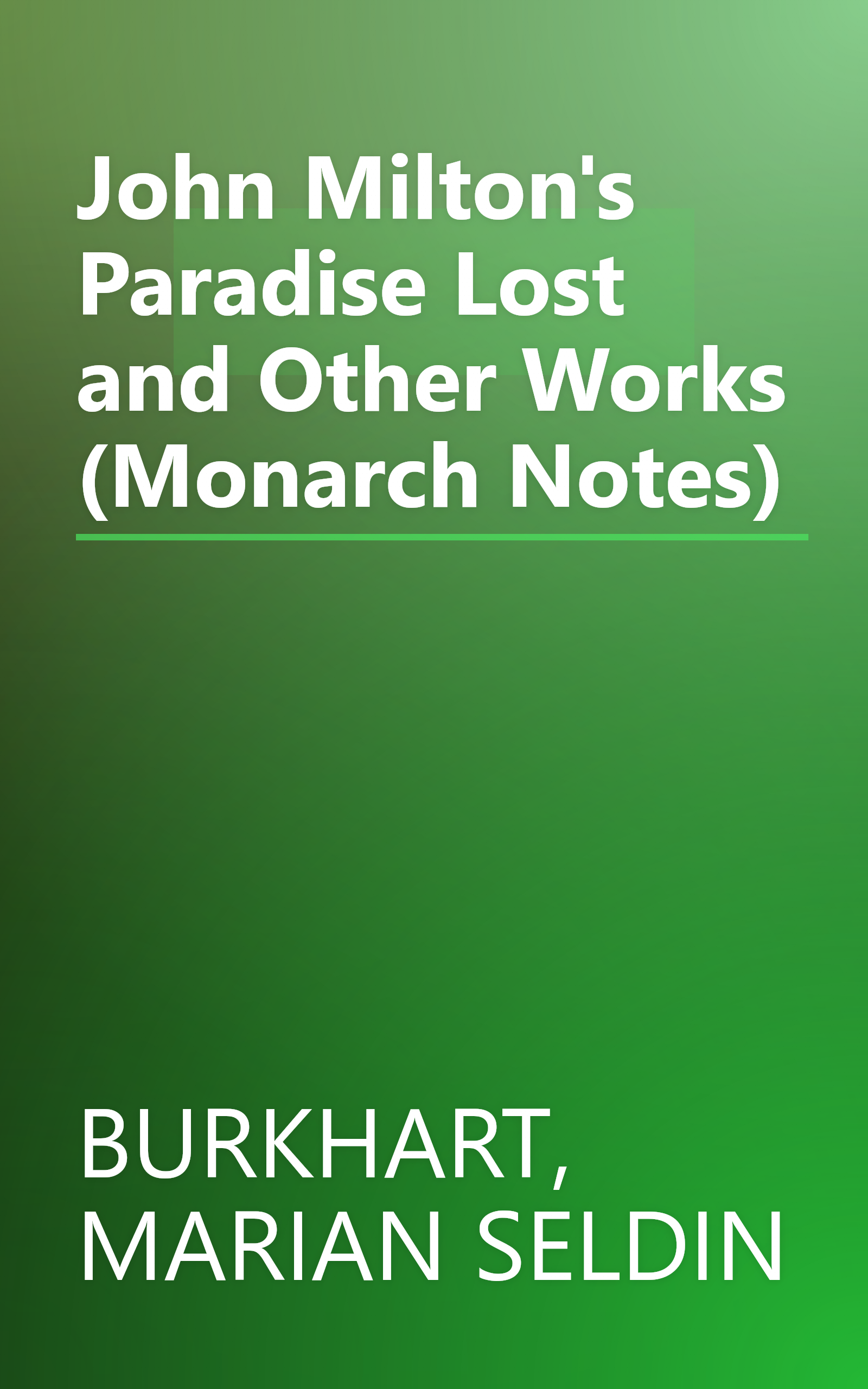 John Milton's Paradise Lost and Other Works (Monarch Notes) book cover