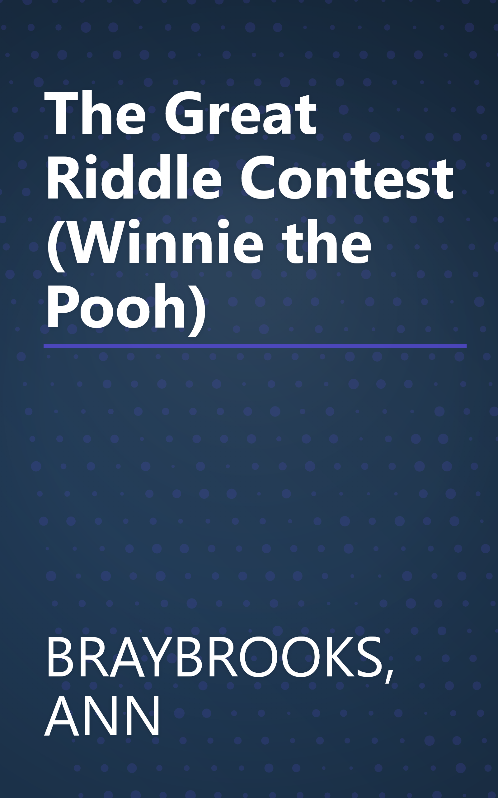 The Great Riddle Contest (Winnie the Pooh) book cover
