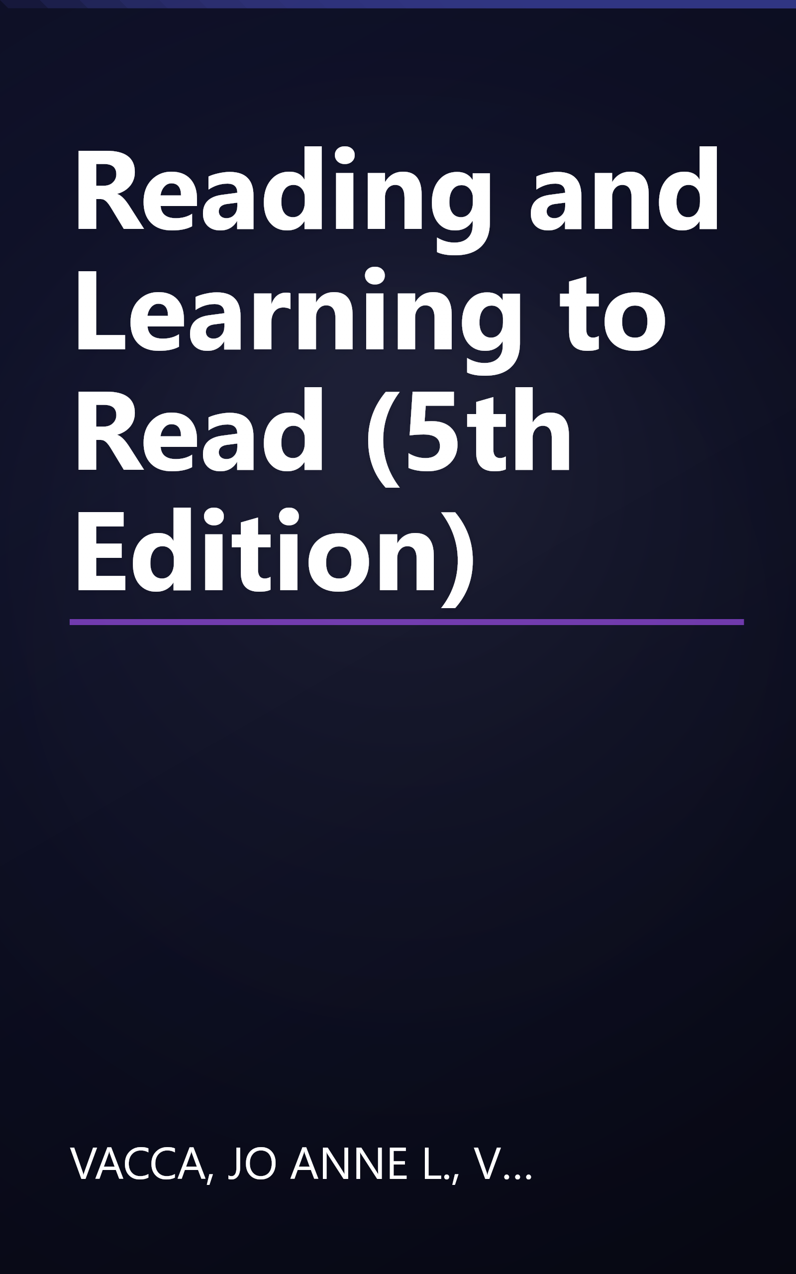 Reading and Learning to Read (5th Edition) book cover