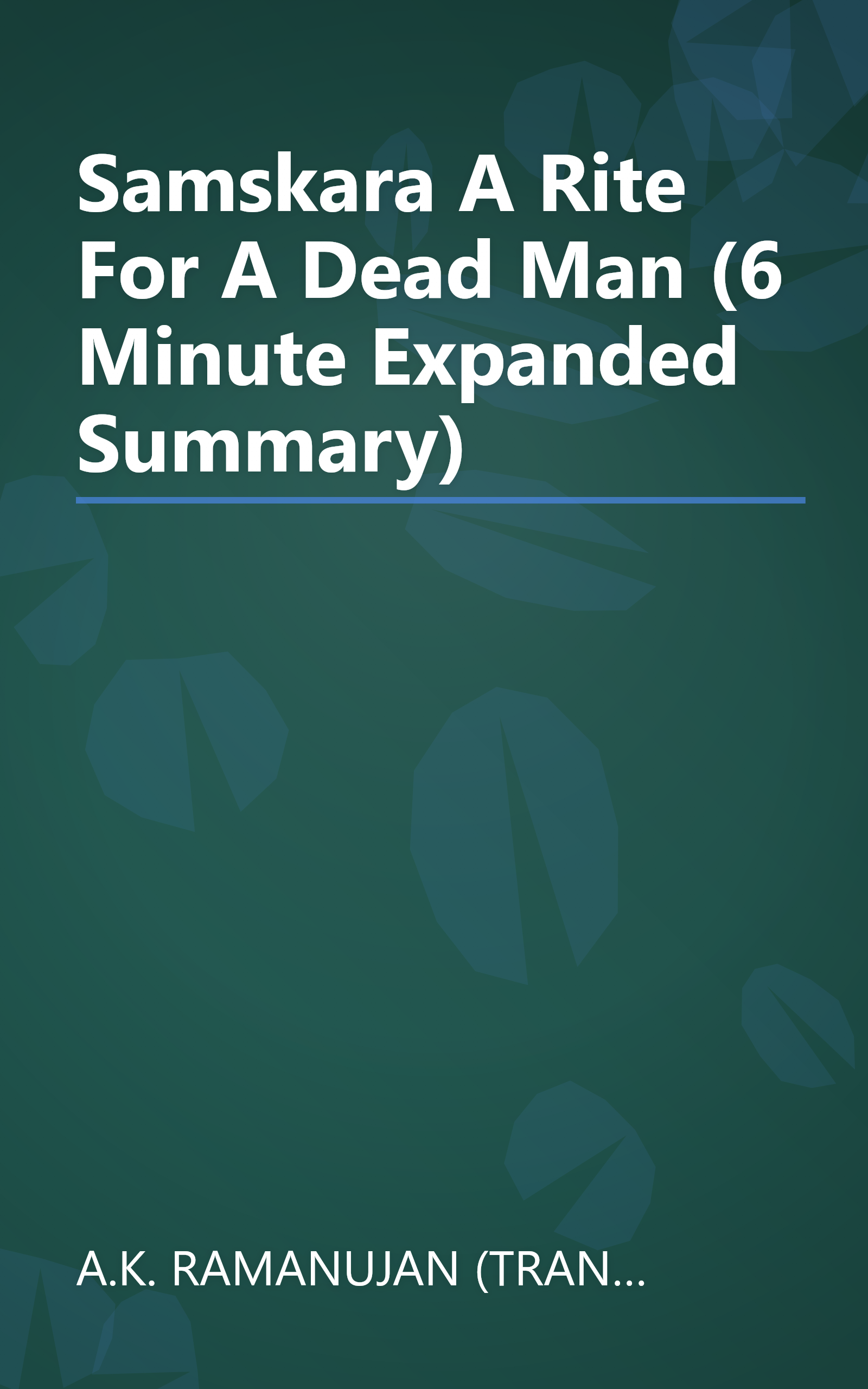 Samskara  A Rite For A Dead Man (6 Minute   Expanded Summary) book cover