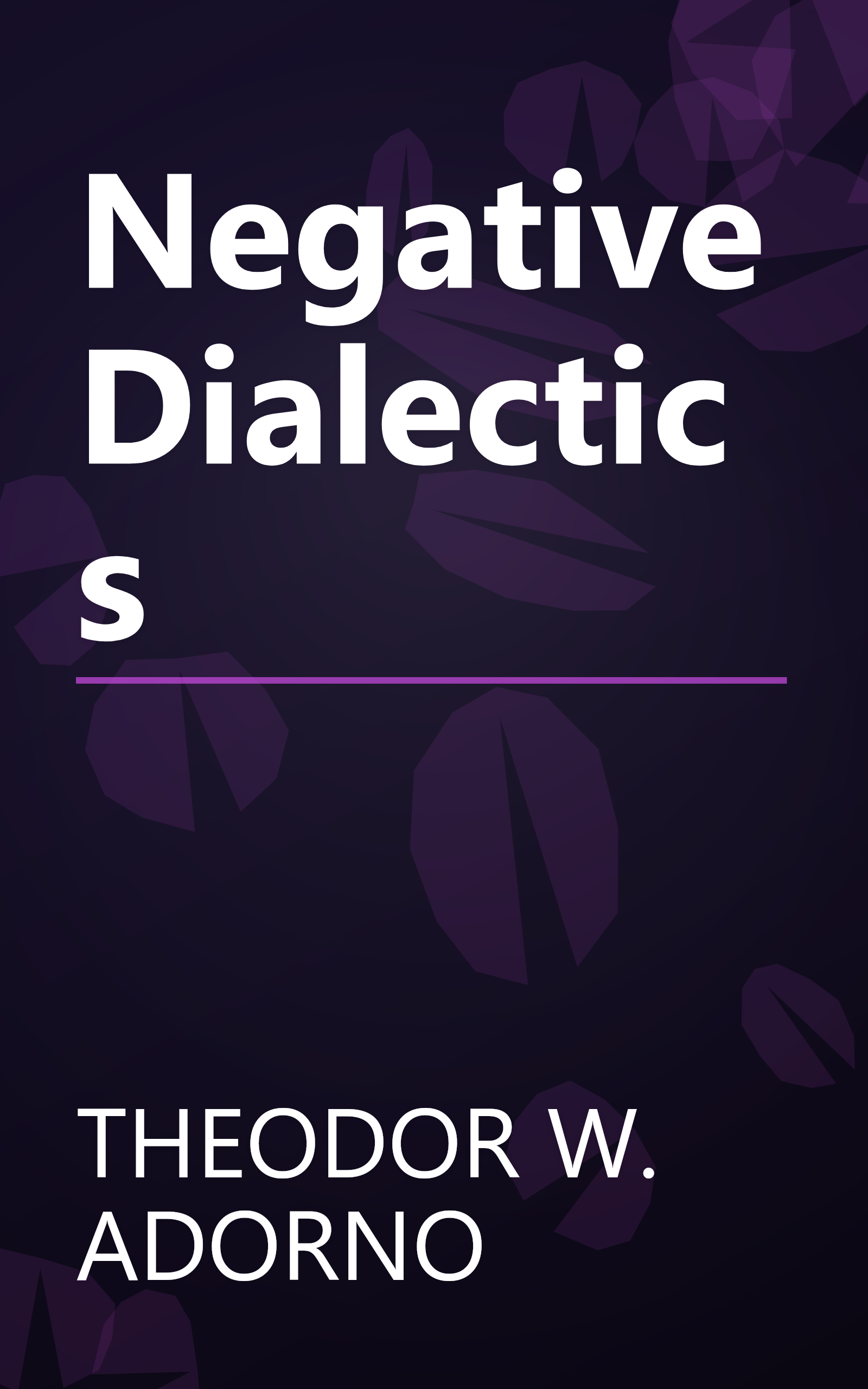 Negative Dialectics book cover