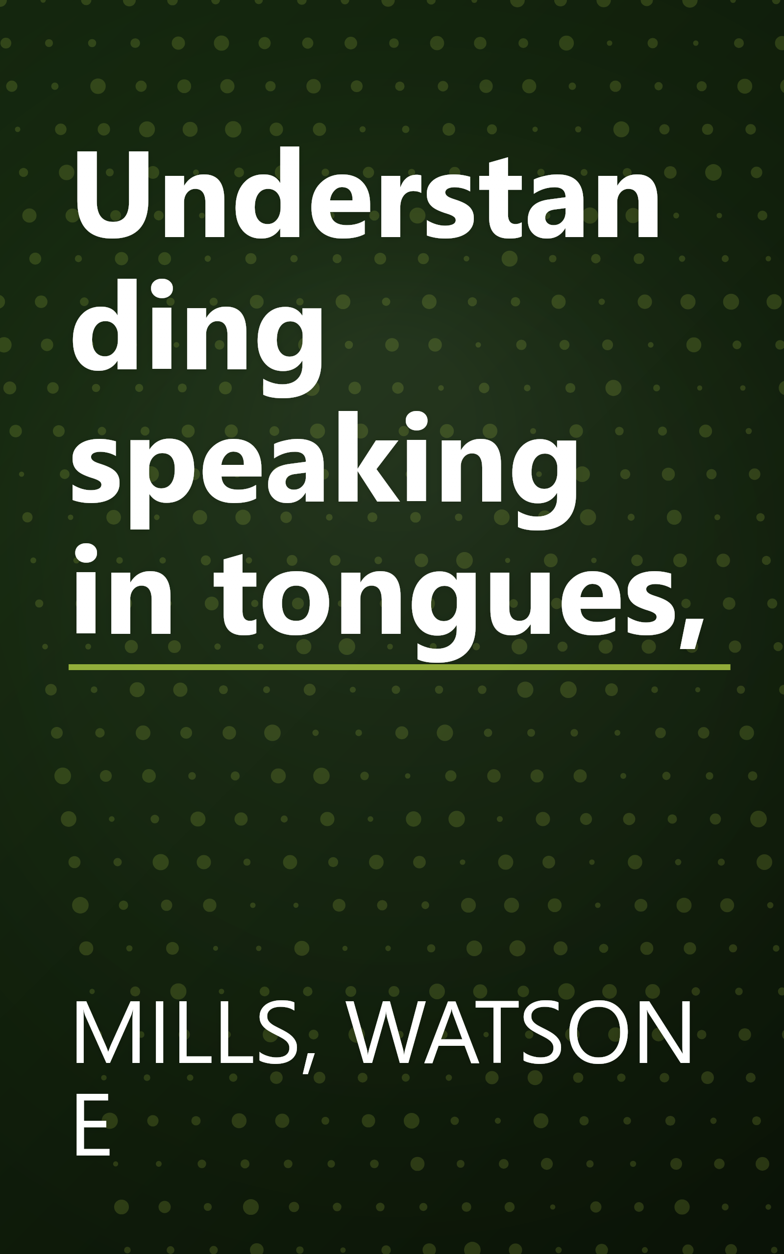 Understanding speaking in tongues, book cover